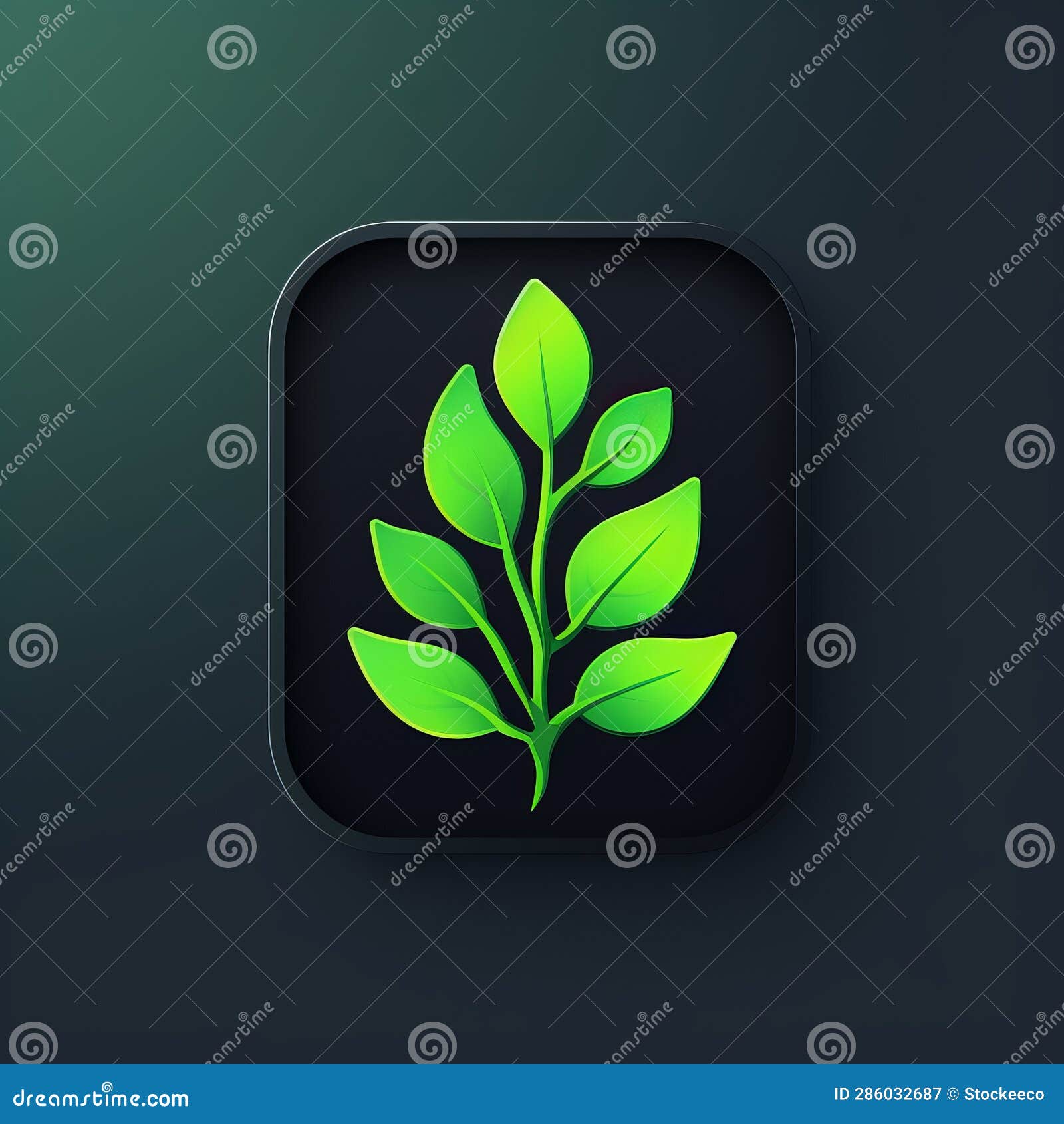 Green Leaf App Icon: Realistic Chiaroscuro Design for Ui Patterns Stock ...
