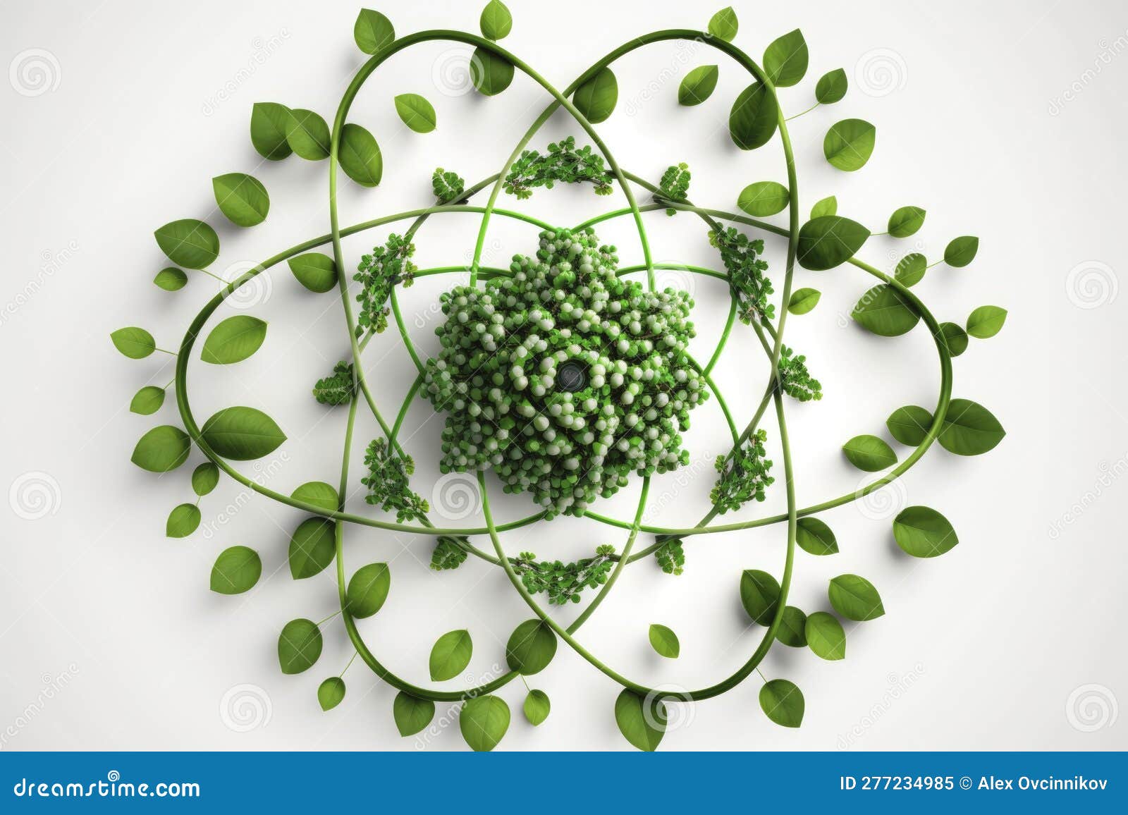 Green Leaf Atom Symbol on White Background for Eco-Friendly Designs ...