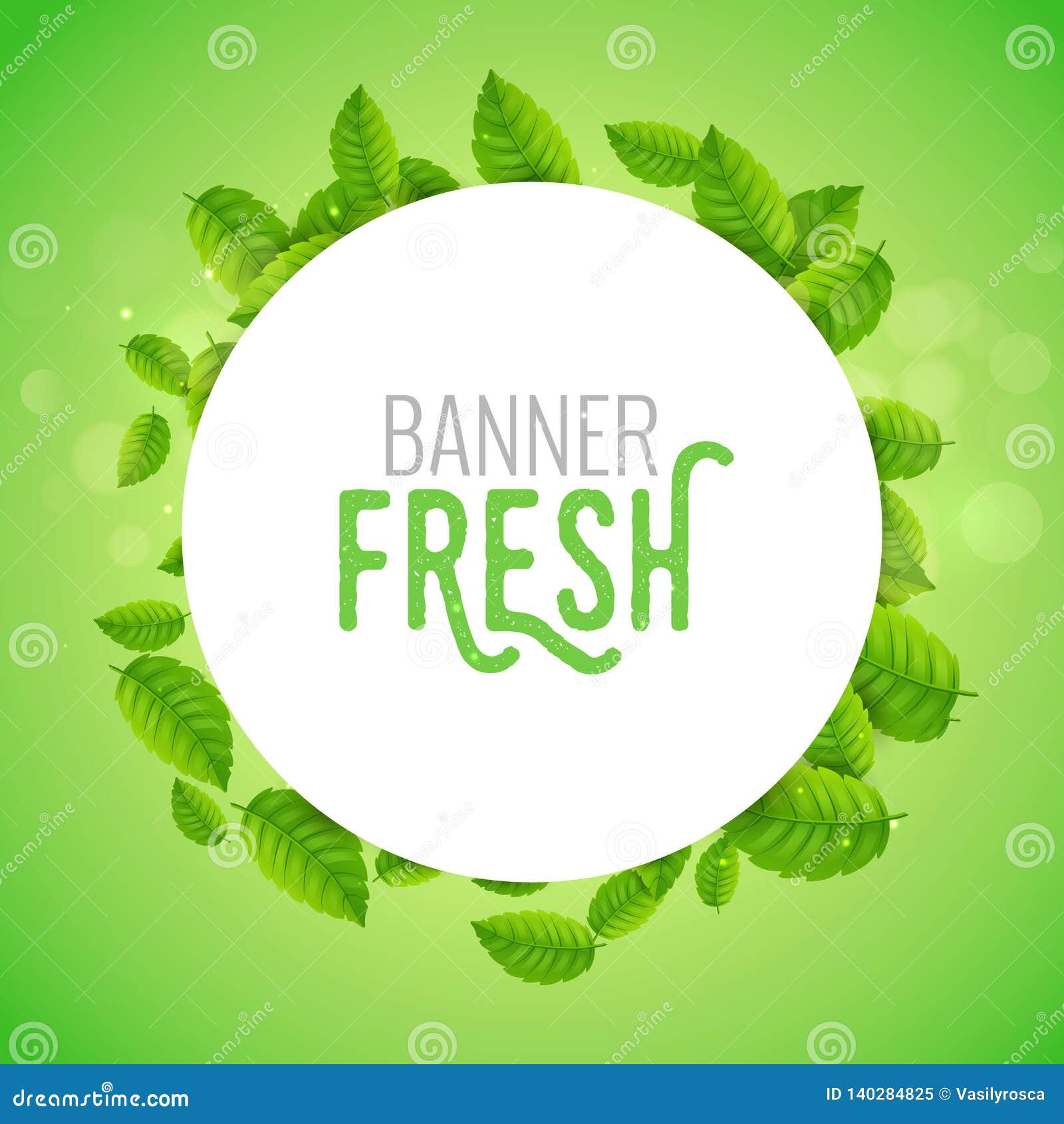 Green Leaf Banner Vector Background Branch Spring Foliage Nature Forest ...