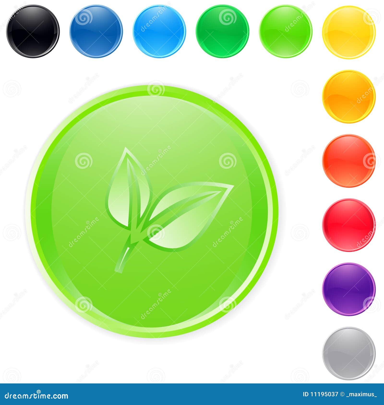 Green leaf button vector stock vector. Illustration of element - 11195037