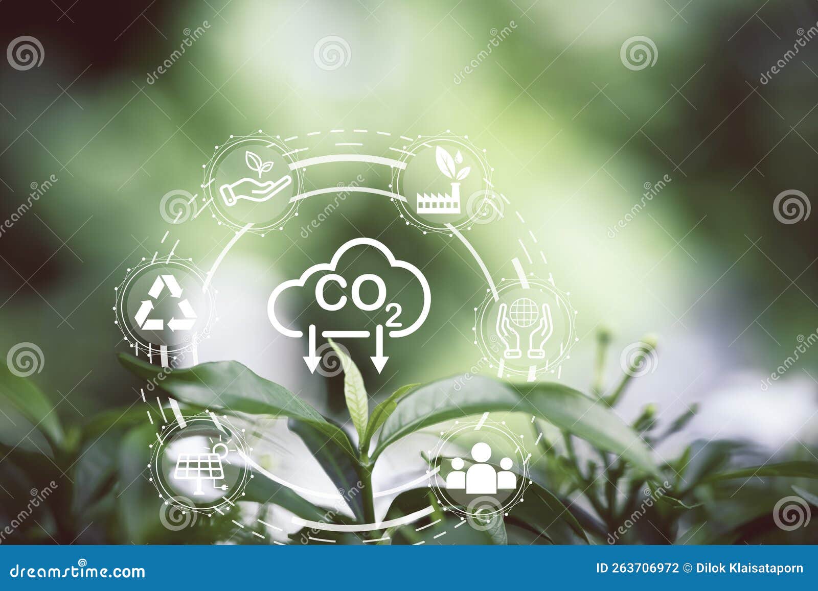 Green Leaf and CO2 Reducing Icon with Environment Social Governance for Decrease Carbon Dioxide ...