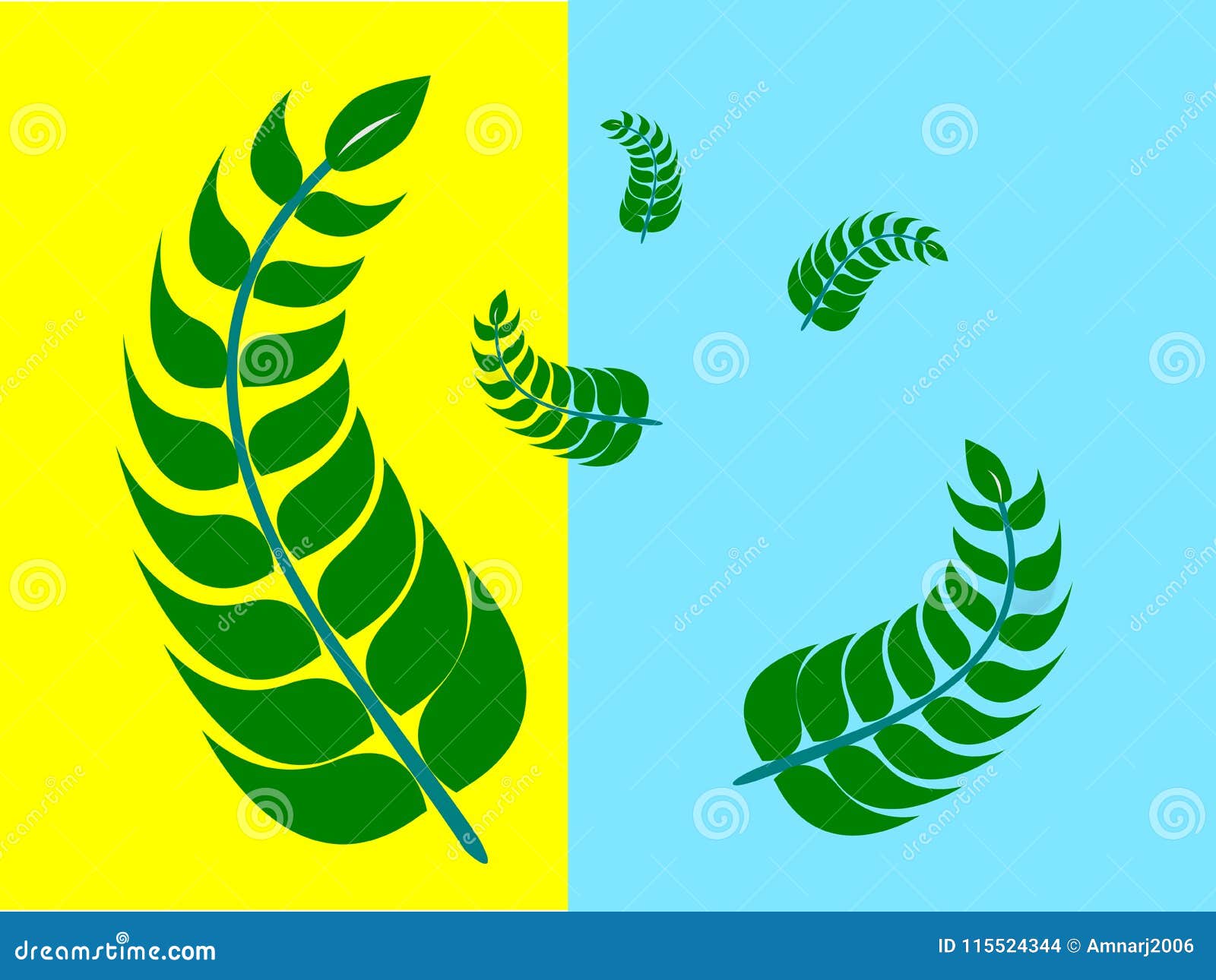 Green Leaf on Color Background Stock Illustration - Illustration of ...