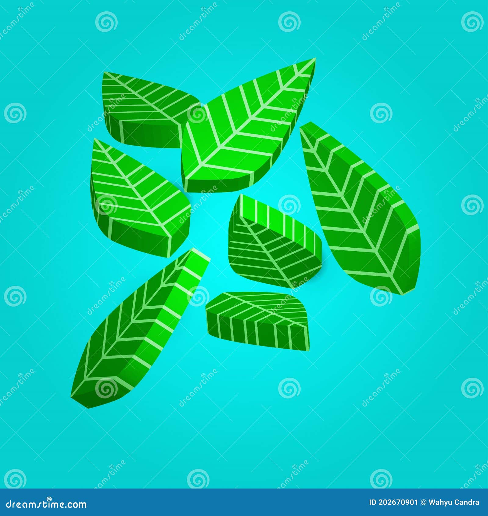 Green Leaf 3 Dimensional Vector Design Stock Vector - Illustration of ...
