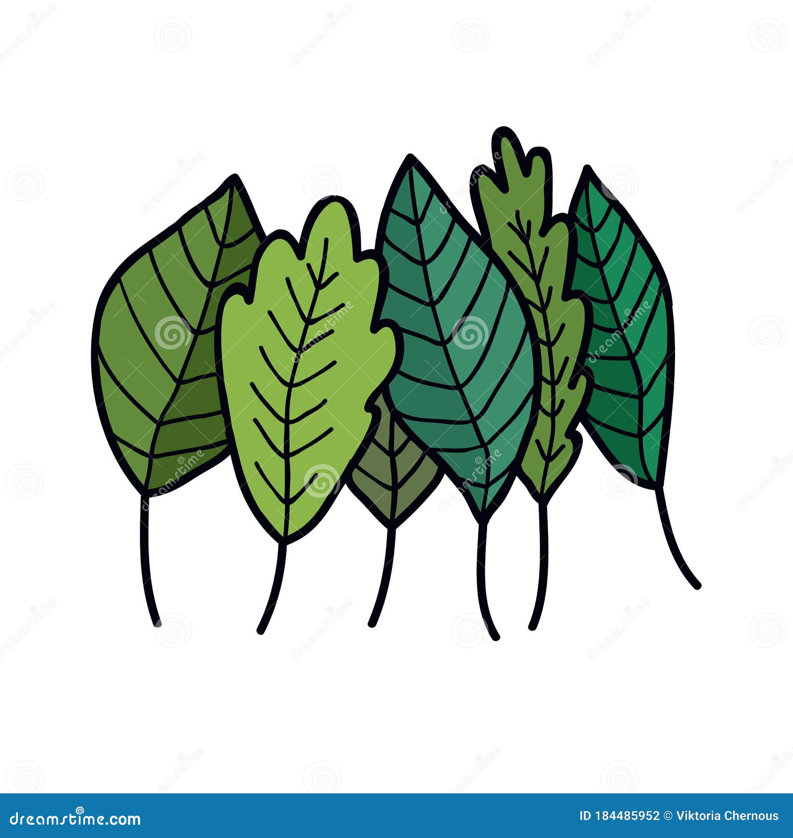 Green Leaf Doodle Icon, Vector Illustration Stock Illustration ...