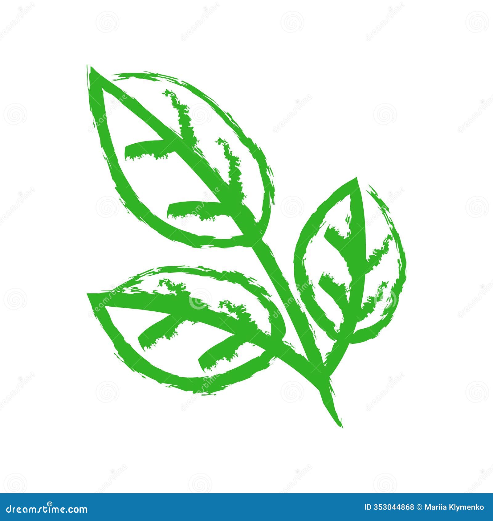 Green Leaf Drawing in Hand Drawn Style Stock Illustration ...