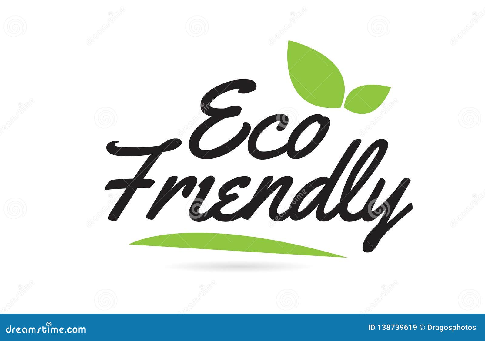 Green Leaf Eco Friendly Hand Written Word Text For Typography Logo