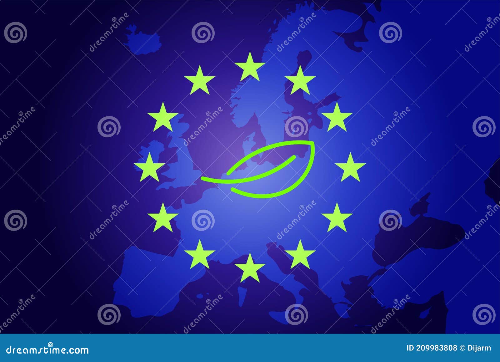 Green Leaf and EU Map and Flag Background. Vector Eco Concept Stock ...