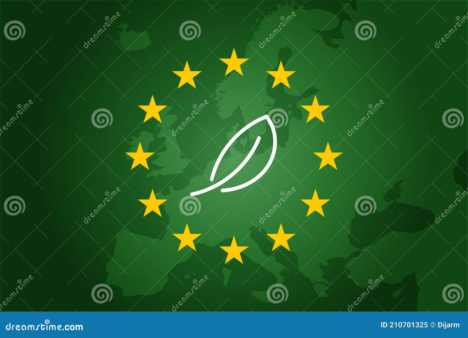 Green Leaf and Europe Union- EU Map and Flag Background. Vector ...