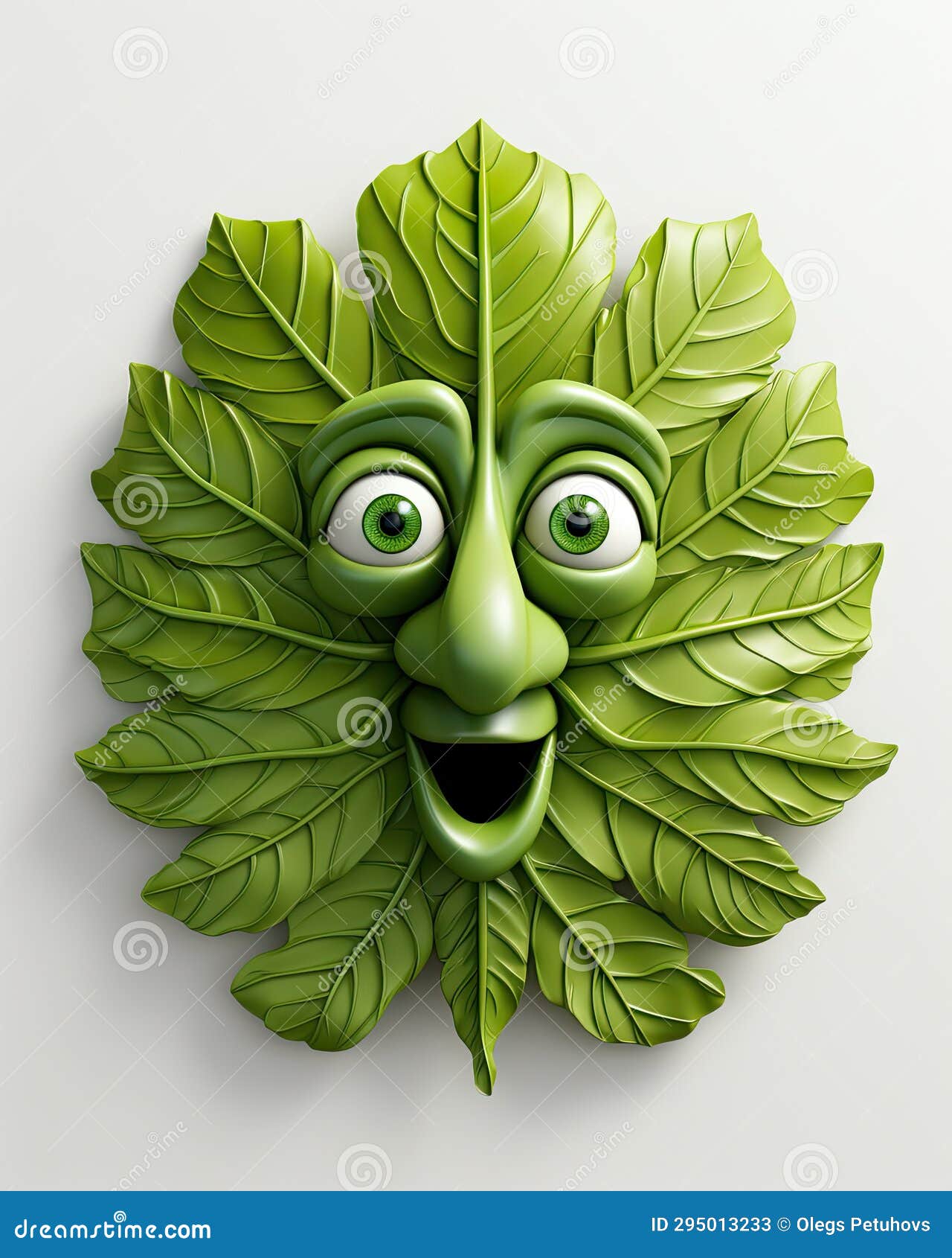 A Green Leaf with a Face Made Out of it S Leaves. Generative Ai Stock ...