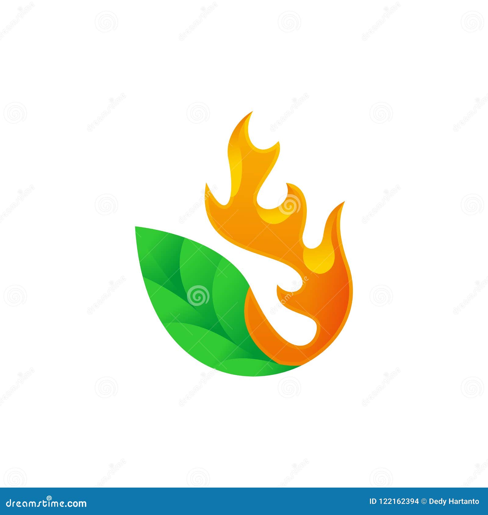 Green leaf fire flame logo stock vector. Illustration of leaf - 122162394