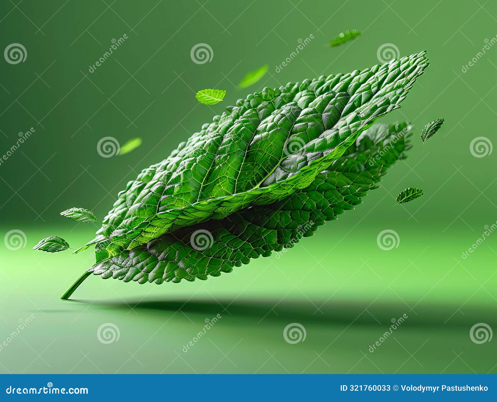 A Green Leaf Flying in the Air Stock Image - Image of herb, flying ...