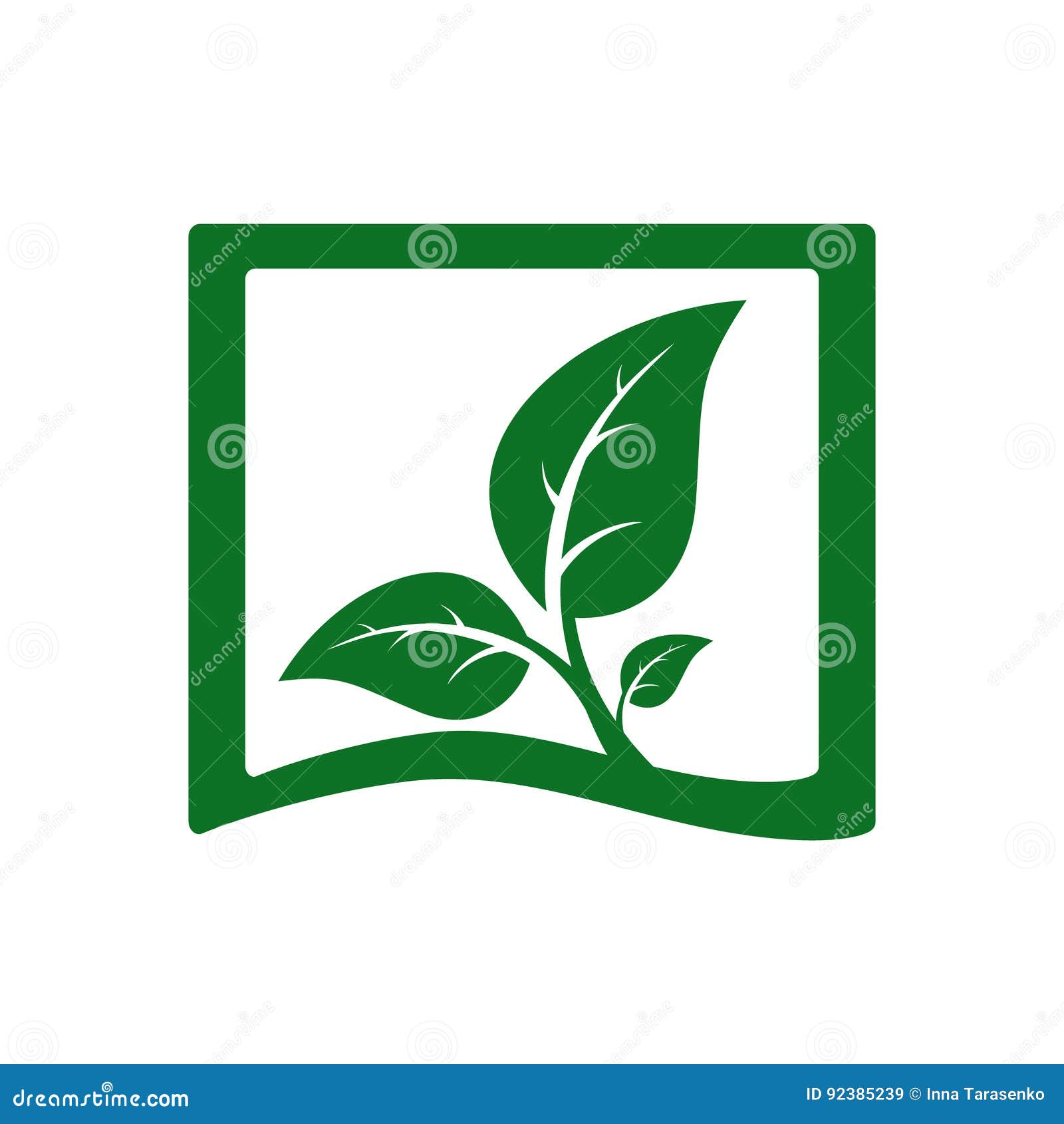 Green leaf in the frame. stock vector. Illustration of flower - 92385239