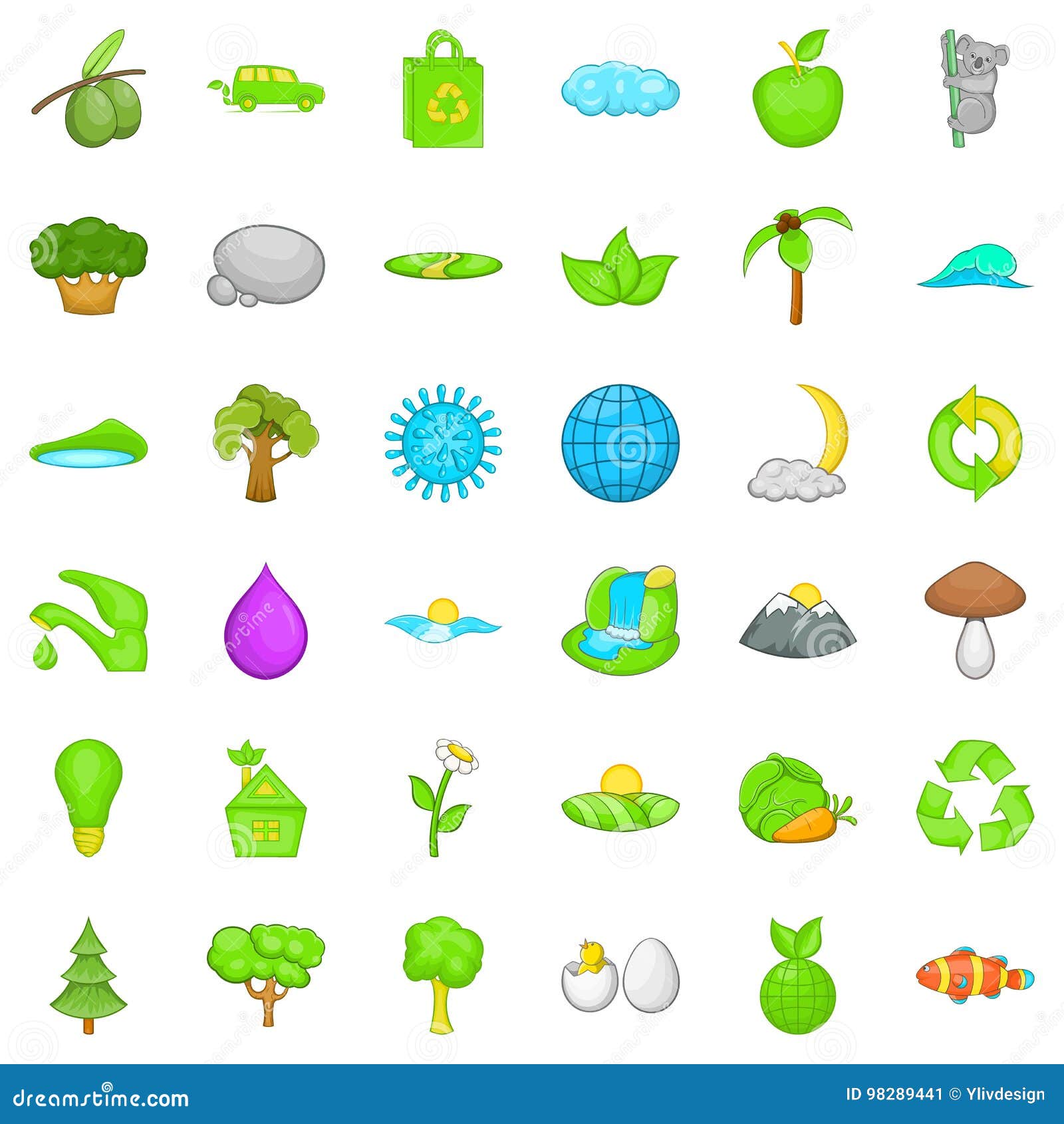 Green Leaf Icons Set, Cartoon Style Stock Vector - Illustration of logo ...