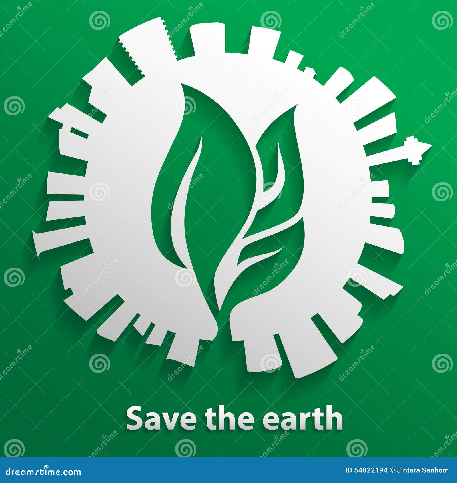 Green Leaf Inside the Earth and Building Around Stock Vector ...