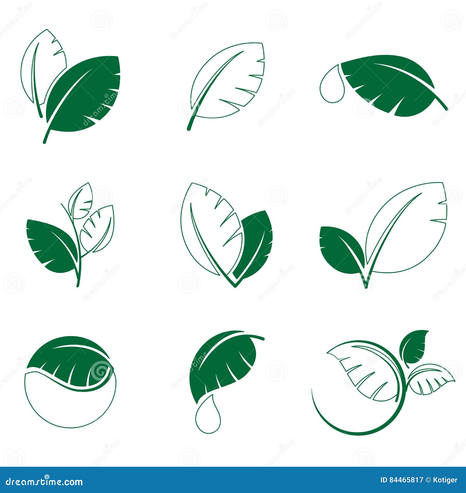 Green Leaf Leaves Symbol Vector Icon Set Stock Vector - Illustration of ...