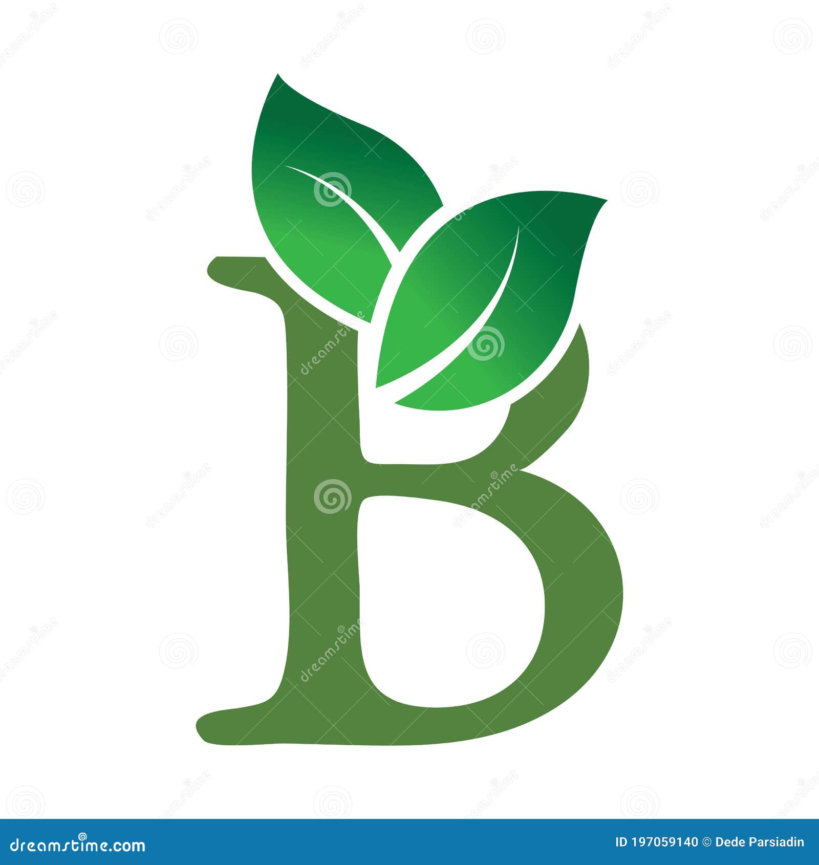 Green Leaf and Letter B Monogram Logo Design Vector Stock Illustration ...
