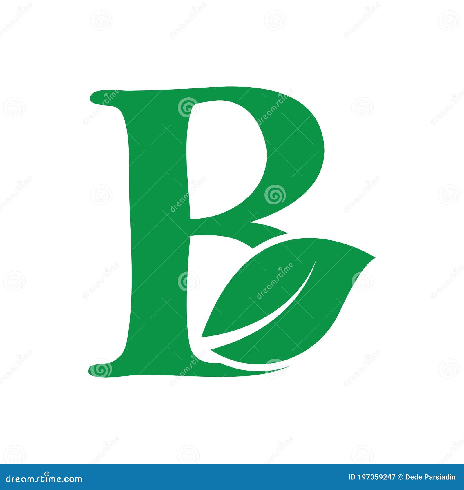 Green Leaf and Letter B Monogram Logo Design Vector Stock Illustration ...