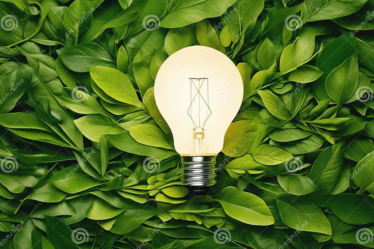 Green Leaf on the Light Bulb. Stock Illustration - Illustration of ...