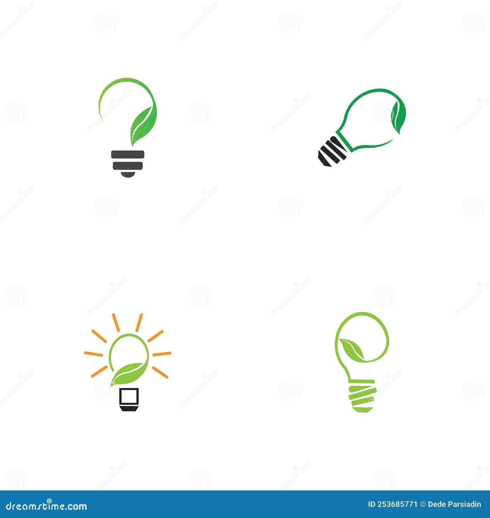 Green Leaf and Light Logo Illustration Design Stock Vector ...