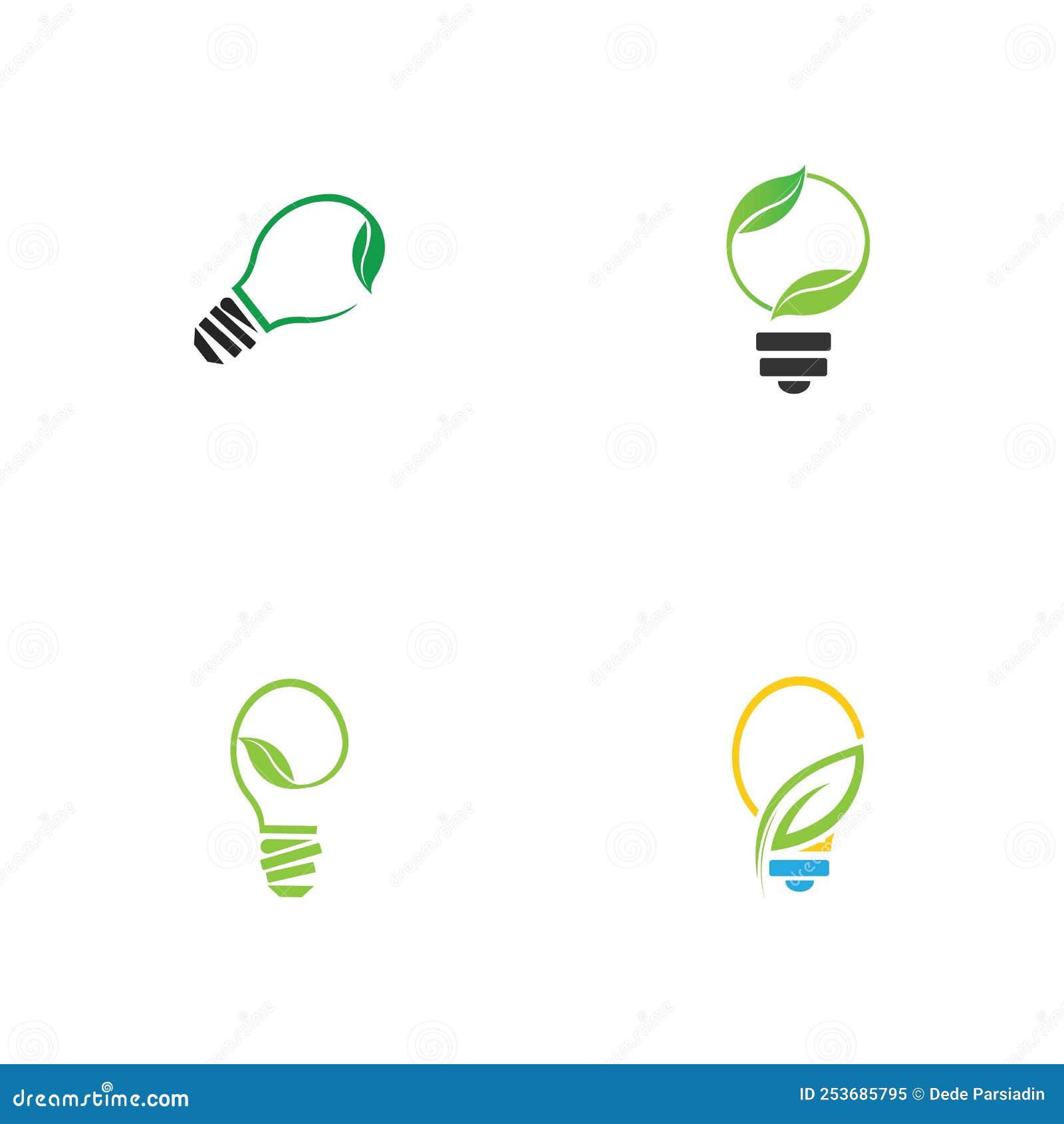 Green Leaf and Light Logo Illustration Design Stock Vector ...