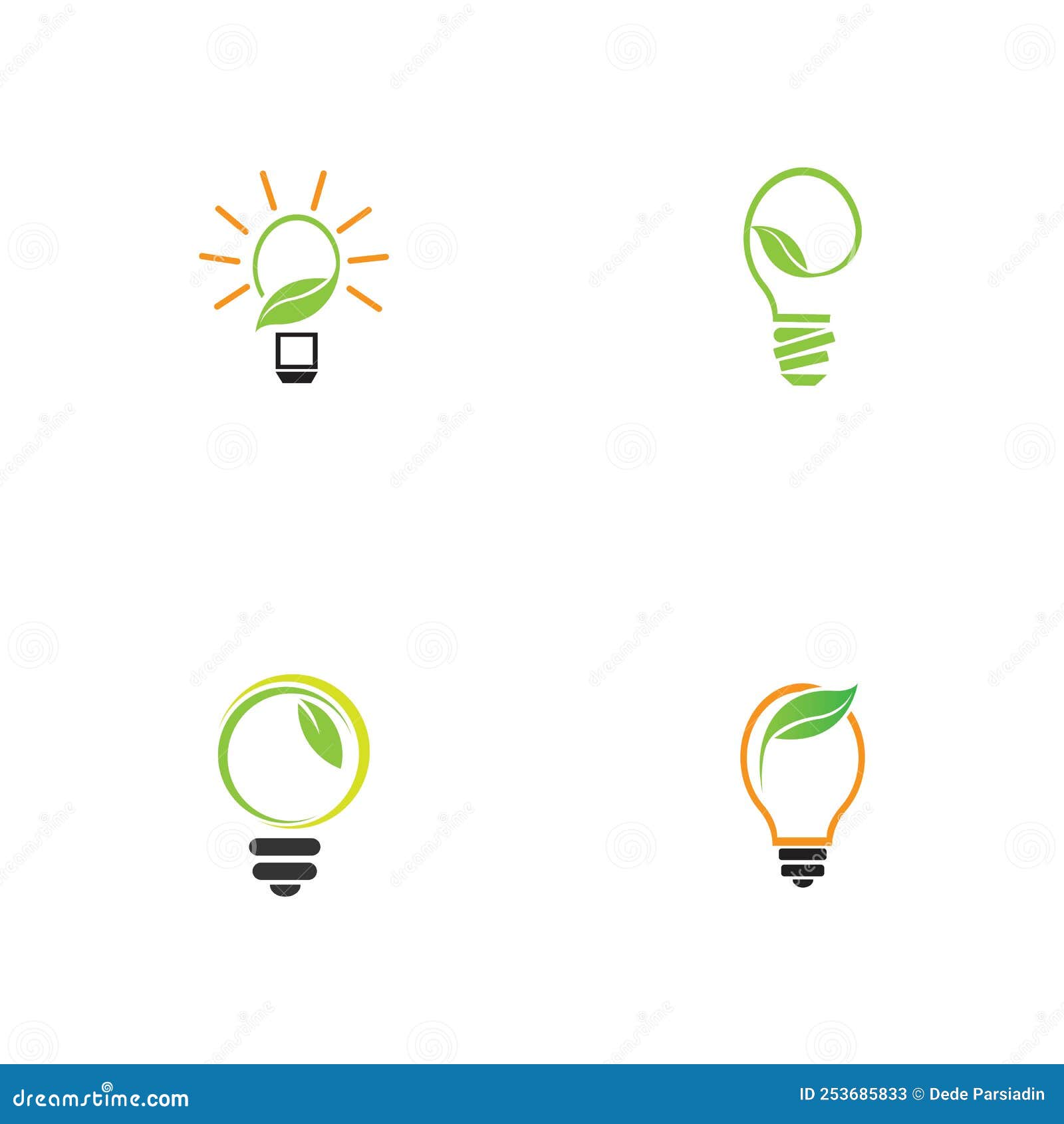 Green Leaf and Light Logo Illustration Design Stock Vector ...