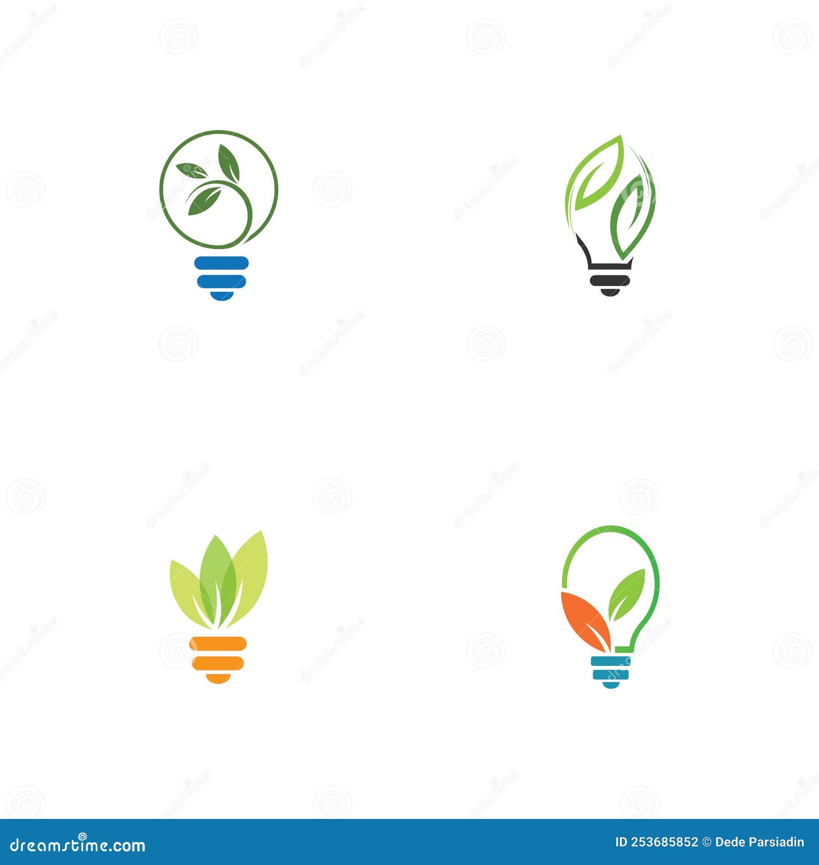 Green Leaf and Light Logo Illustration Design Stock Vector ...