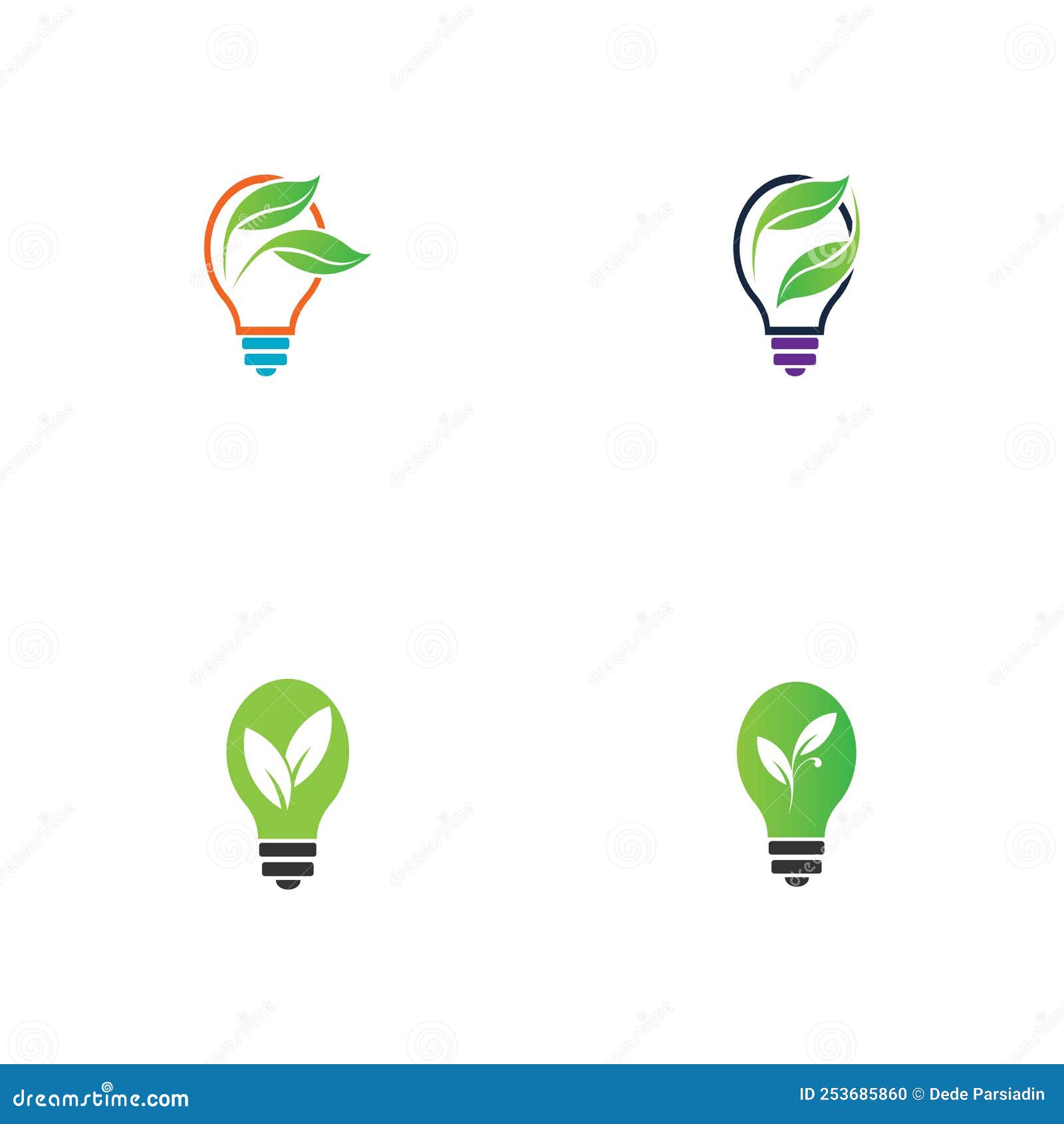 Green Leaf and Light Logo Illustration Design Stock Vector ...
