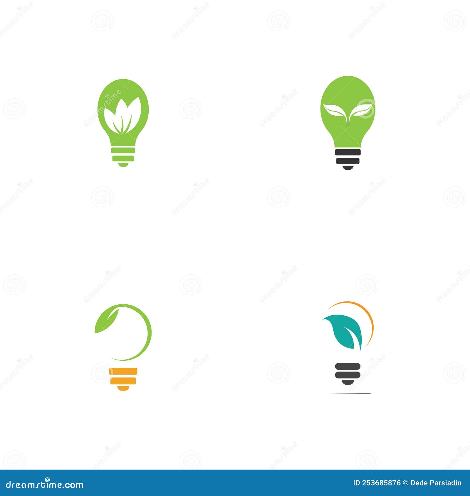 Green Leaf and Light Logo Illustration Design Stock Vector ...