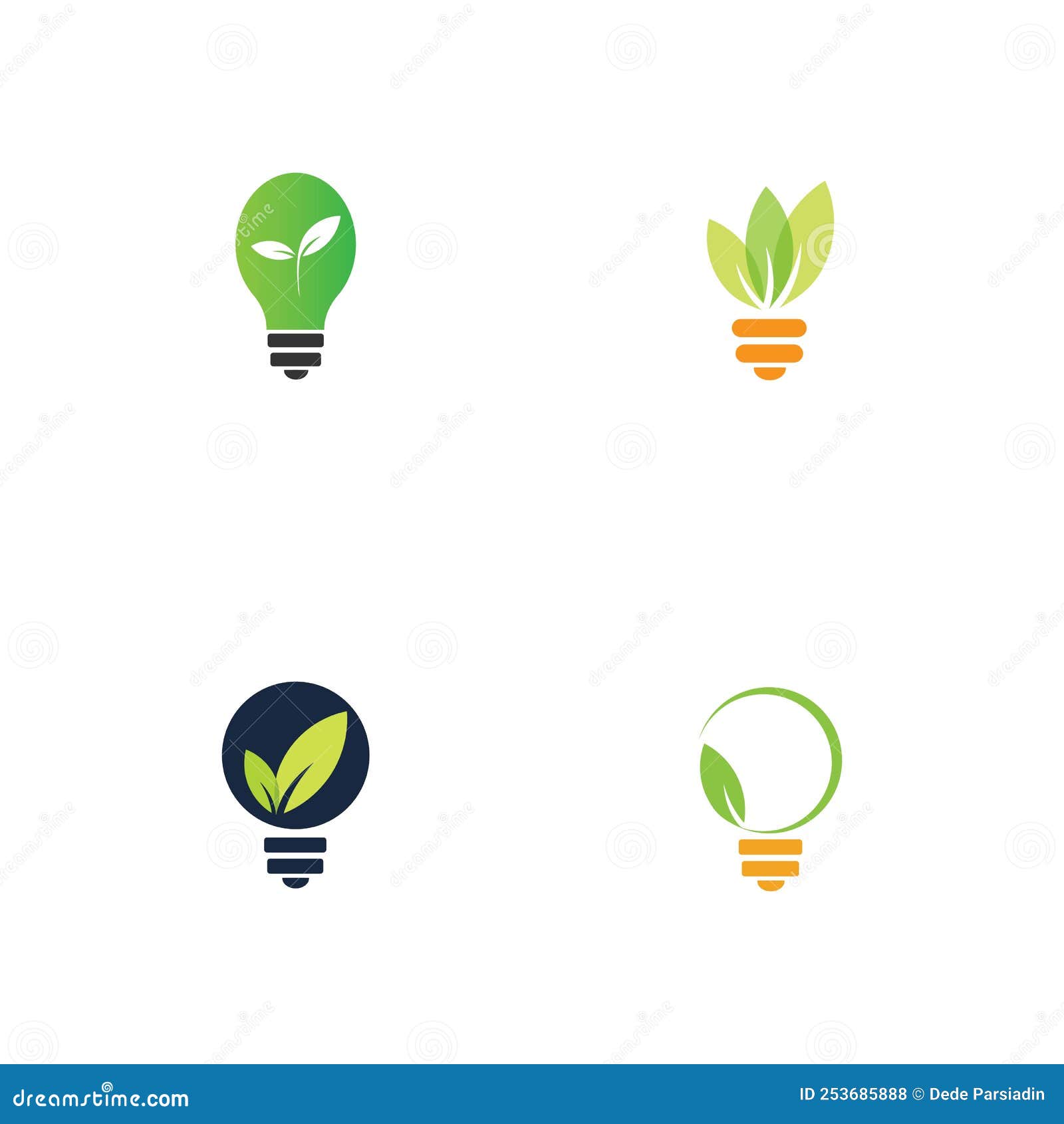 Green Leaf and Light Logo Illustration Design Stock Vector ...