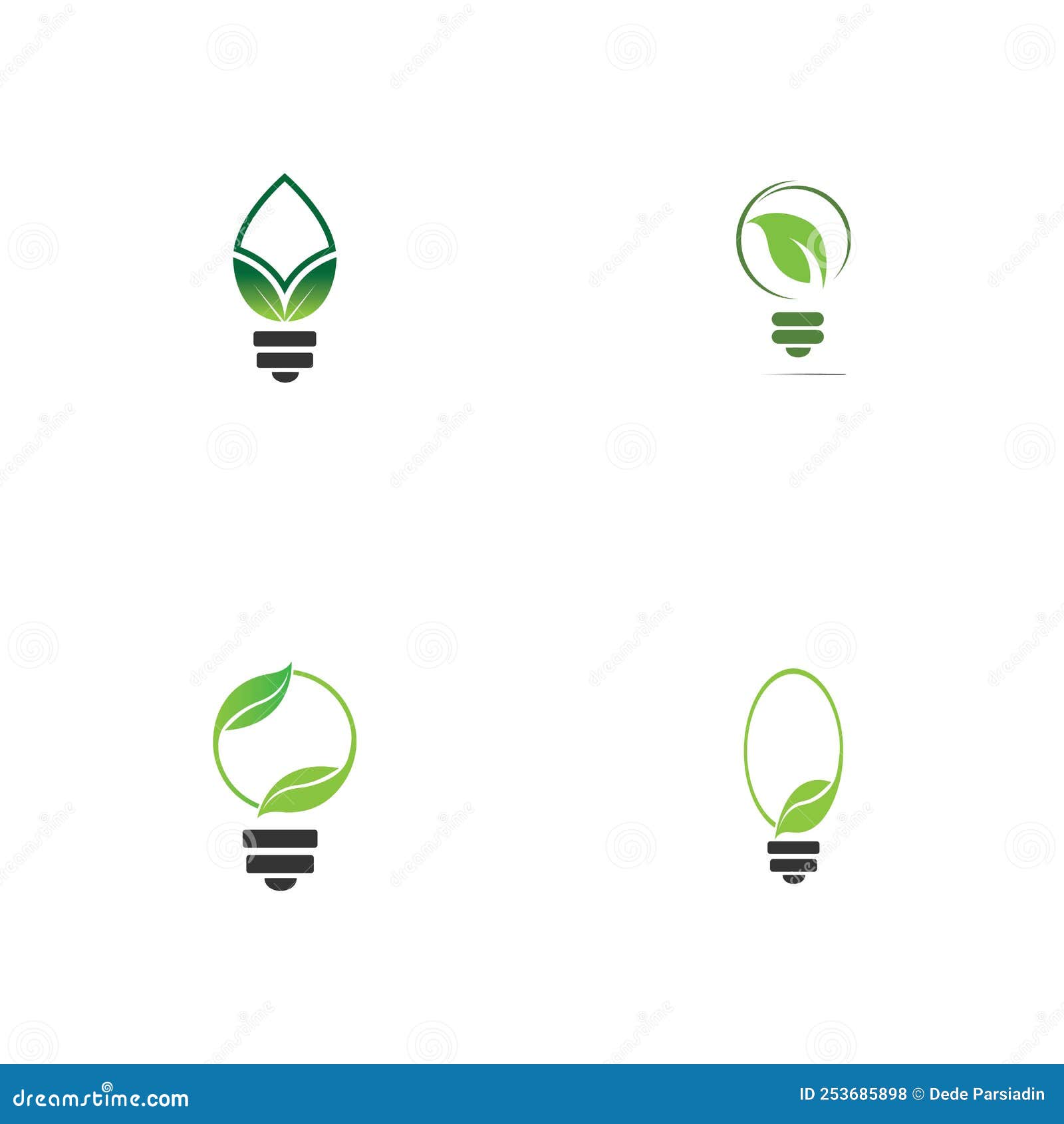 Green Leaf and Light Logo Illustration Design Stock Vector ...