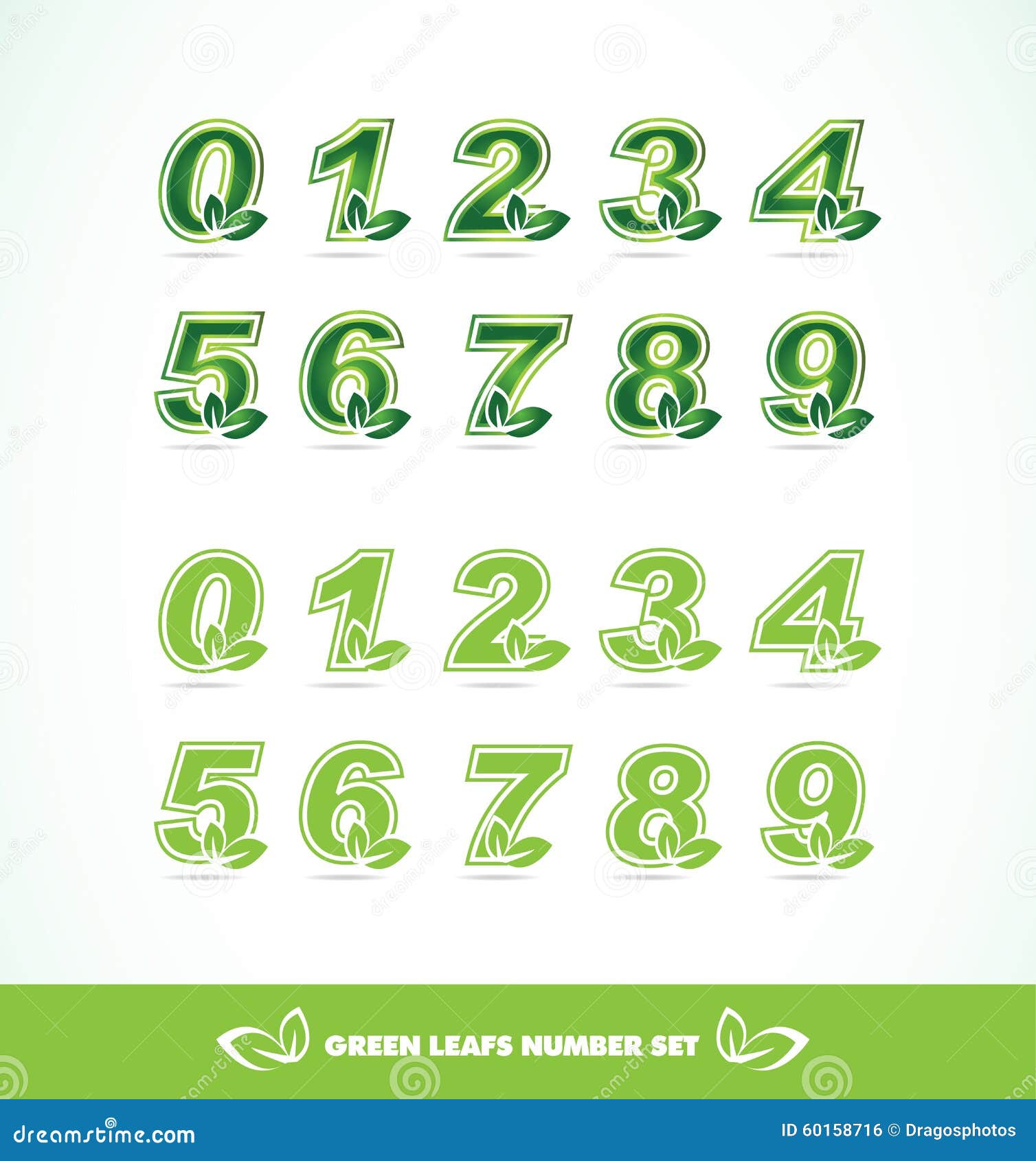 Green leaf logo number set stock vector. Illustration of logotype ...