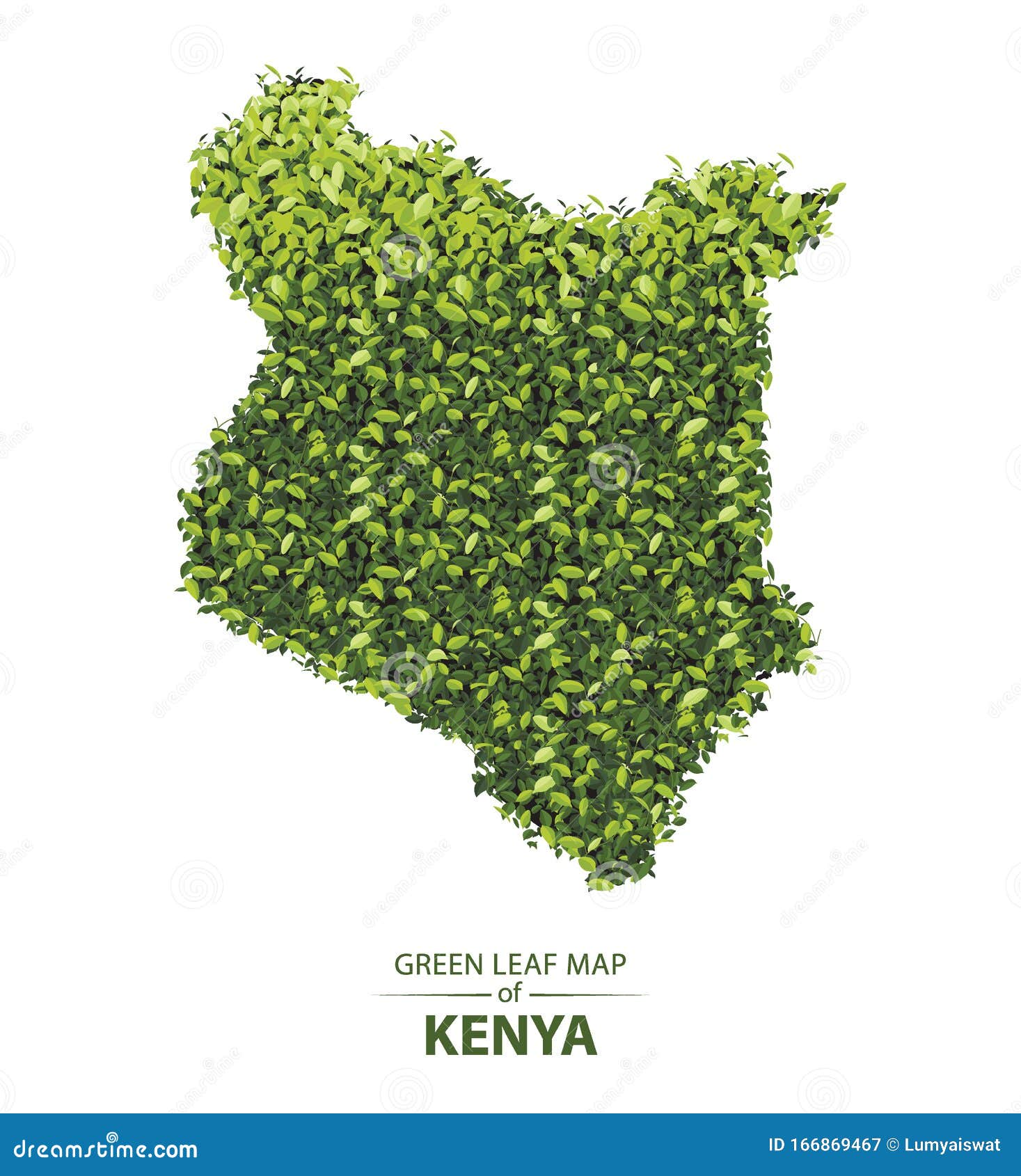 Green Leaf Map of Kenya Vector Illustration of a Forest is Concept ...