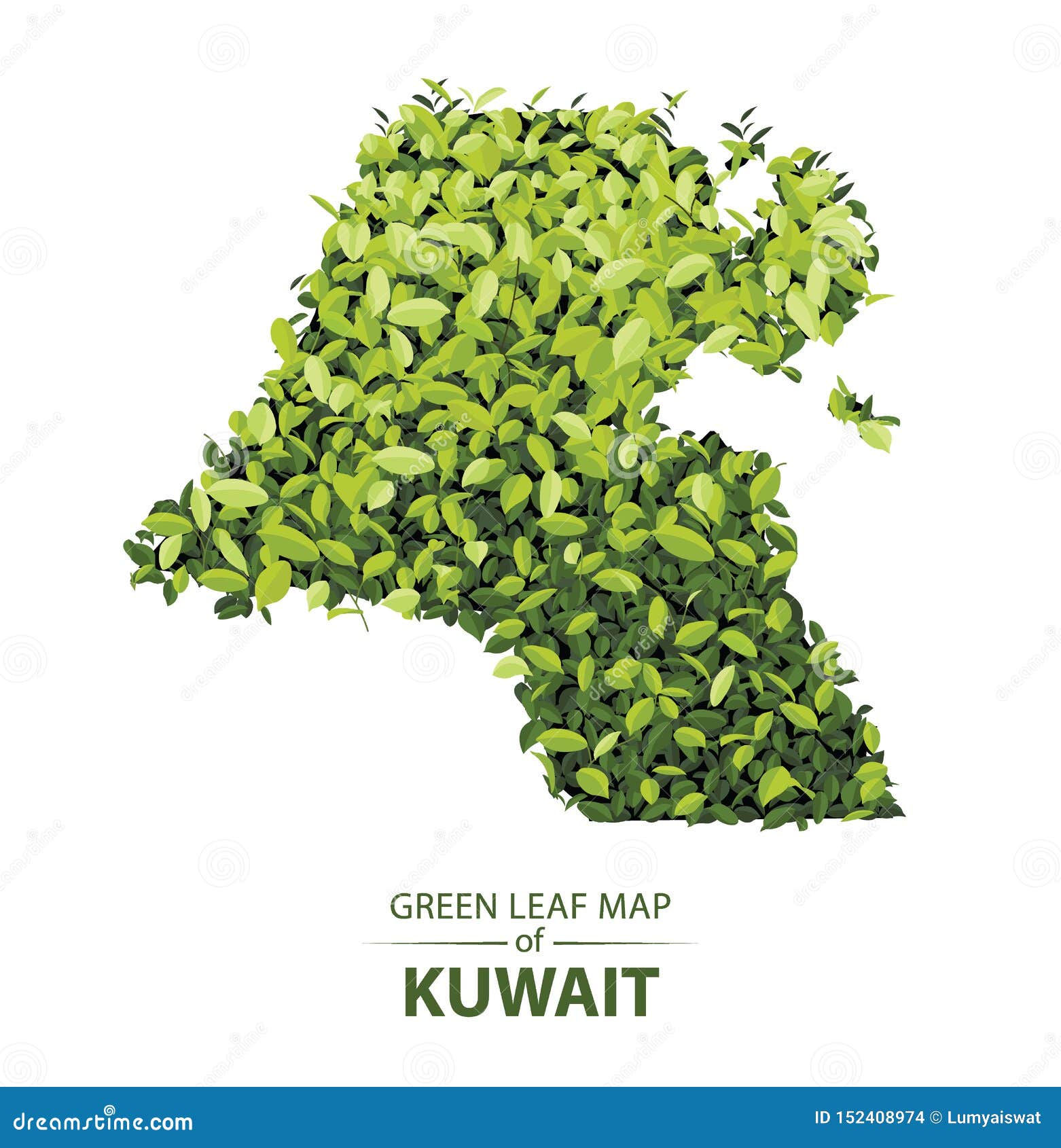 Green Leaf Map of Kuwait Vector Illustration of a Forest is Concept ...