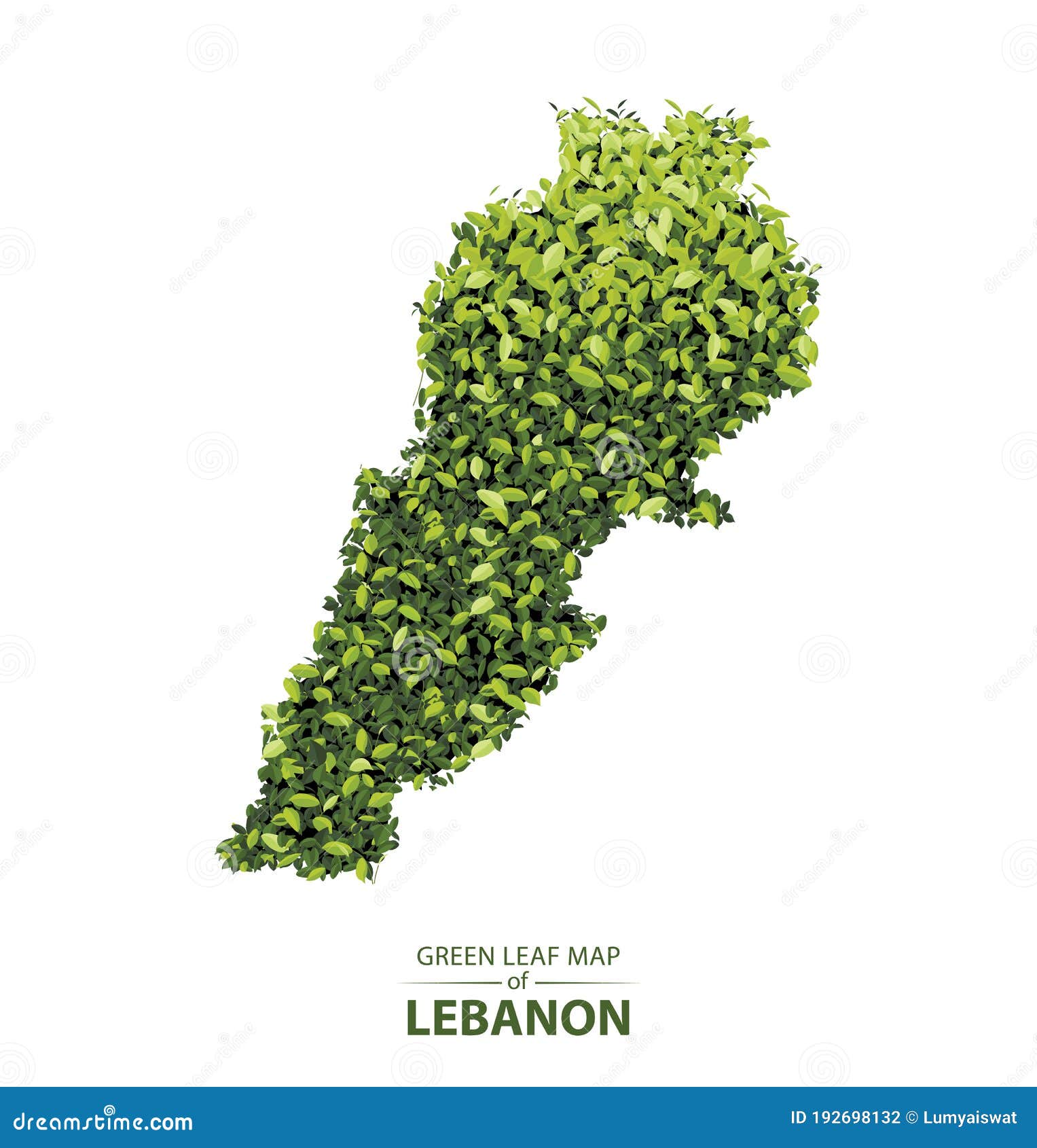 Green leaf map of Lebanon stock vector. Illustration of lebanon - 192698132