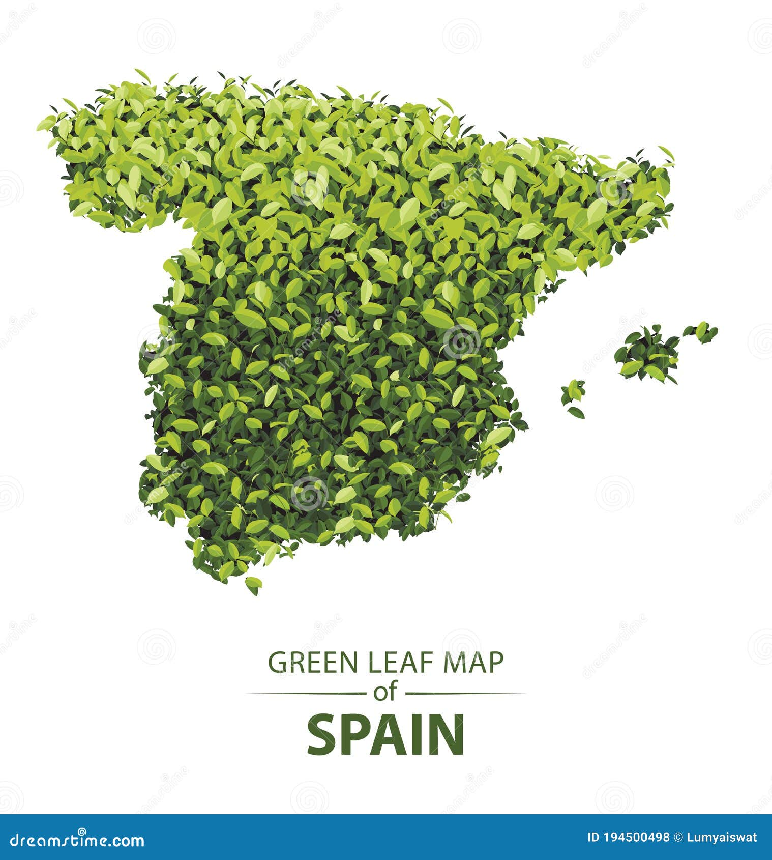 Green Leaf Map of Spain Vector Illustration of a Forest is Concept ...