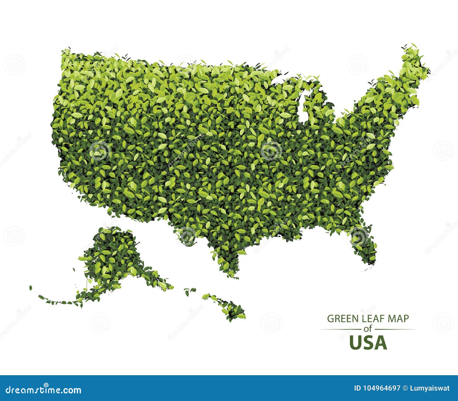 Green leaf map of usa stock vector. Illustration of leaf - 104964697