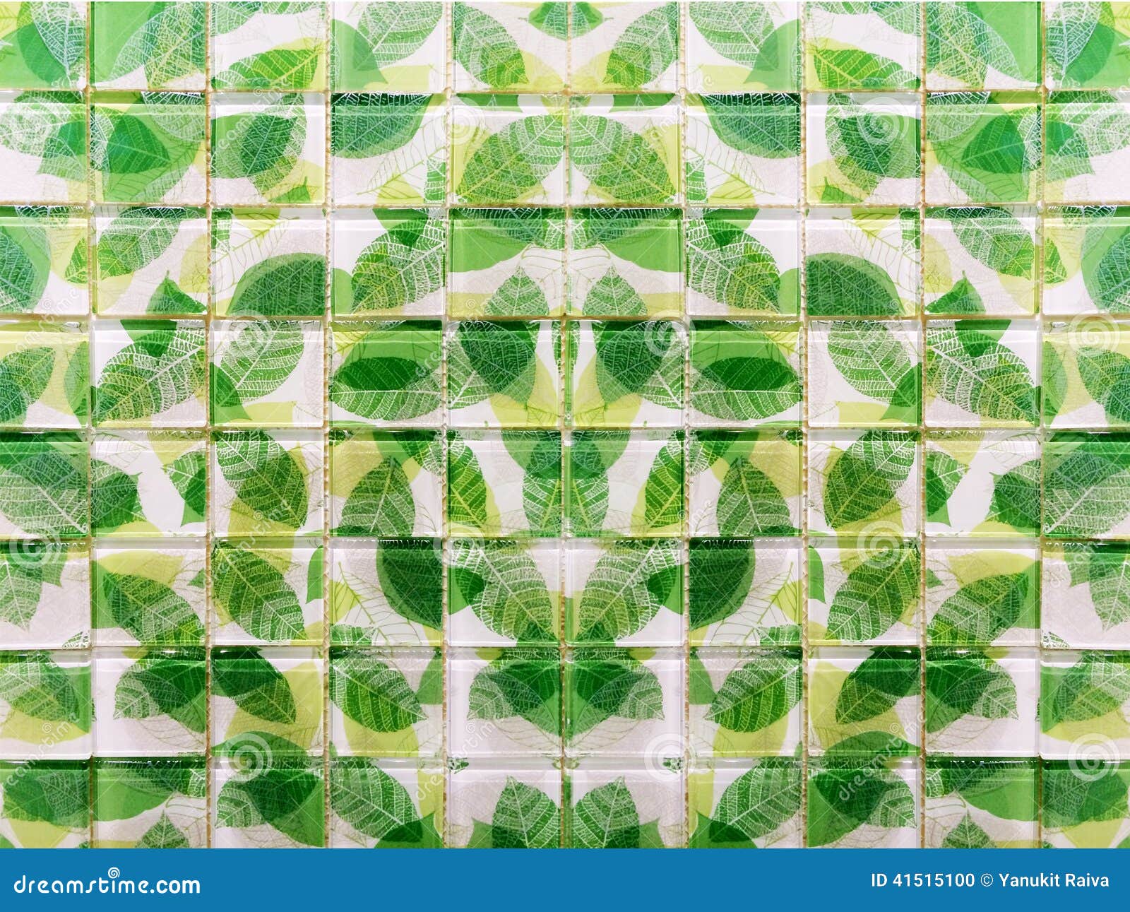 Green leaf mosaic Tiles stock photo. Image of filling - 41515100