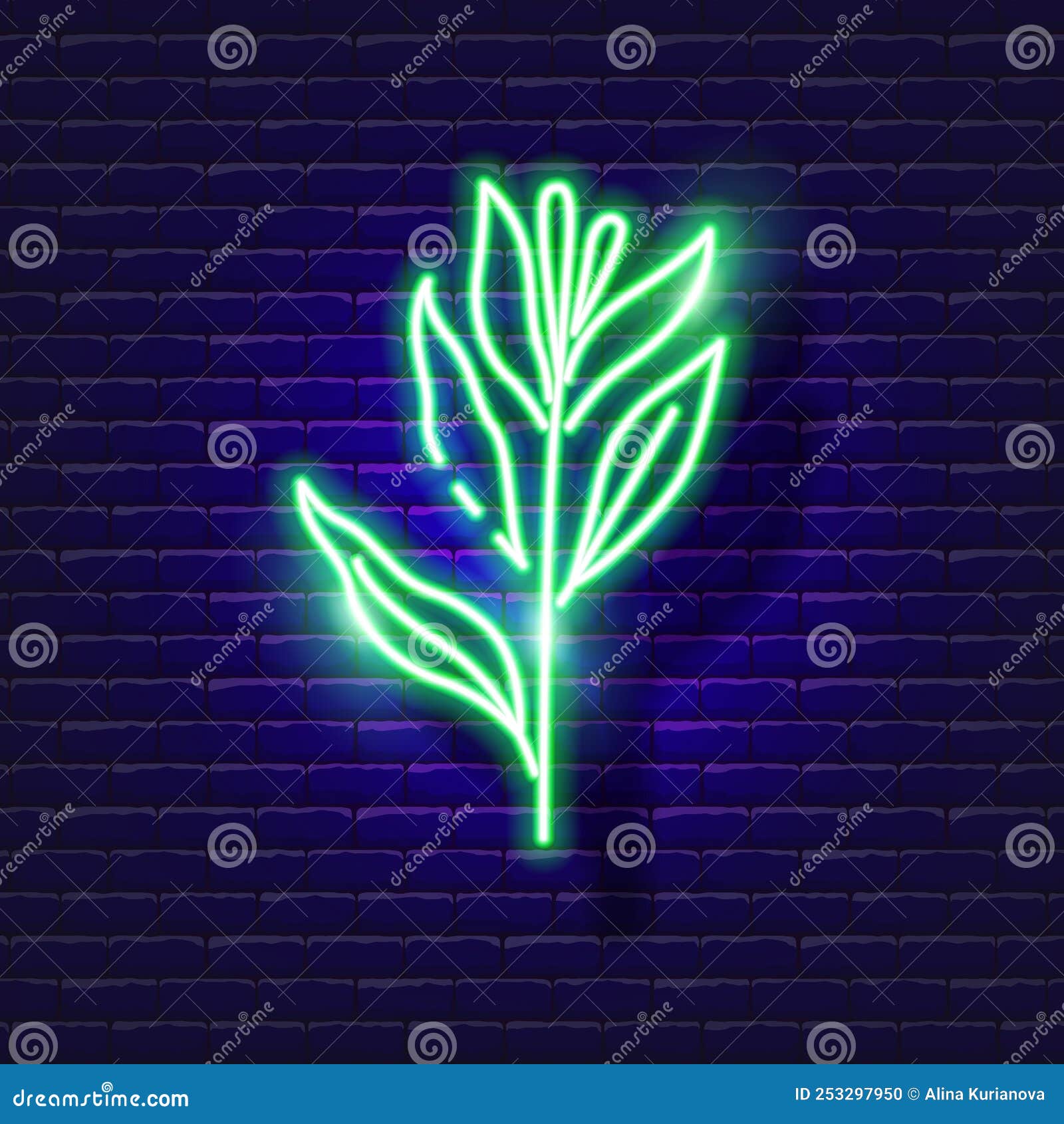 Green Leaf Neon Icon. Neon Nature Sign. Vector Illustration for Design ...