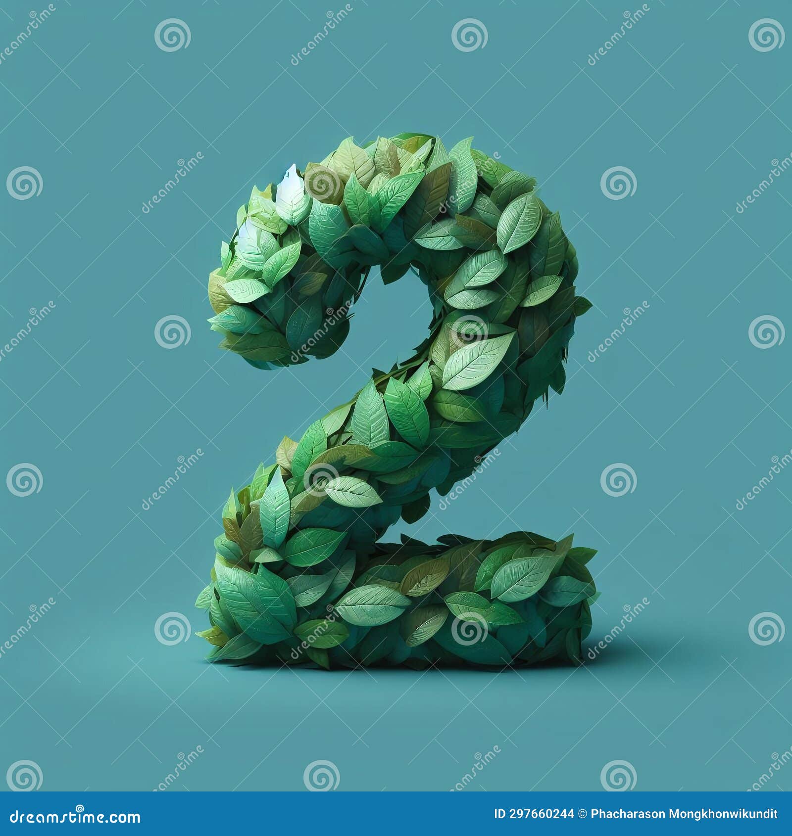Green Leaf Numbers on a Beautiful Background Stock Illustration ...