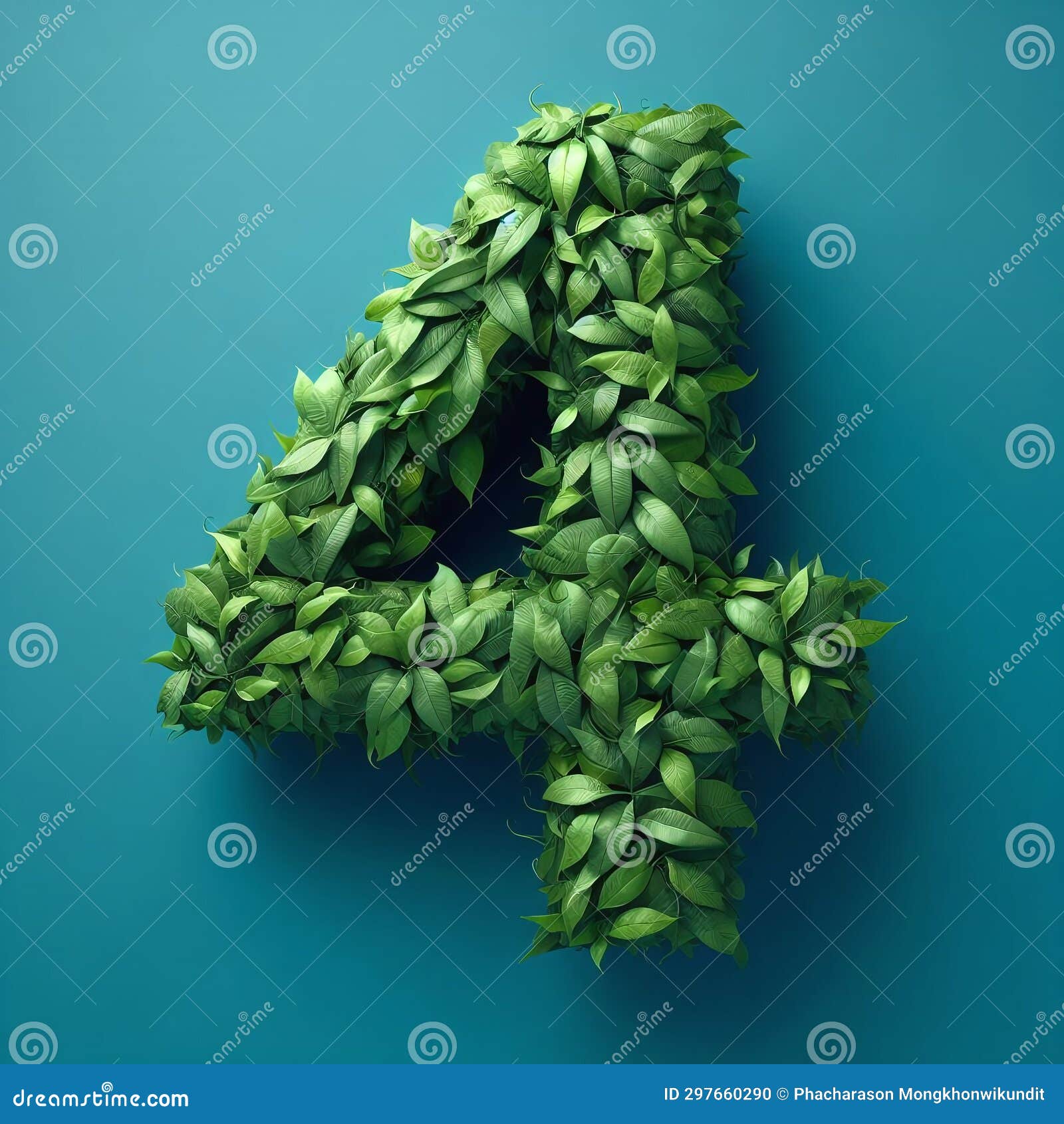 Green Leaf Numbers on a Beautiful Background Stock Illustration ...