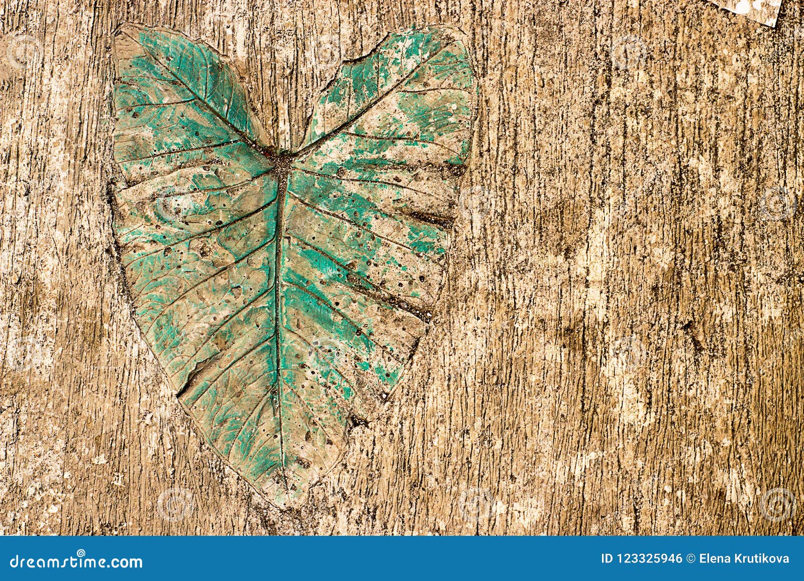 Green Leaf Pattern on a Cement Floor. Stock Photo - Image of background ...