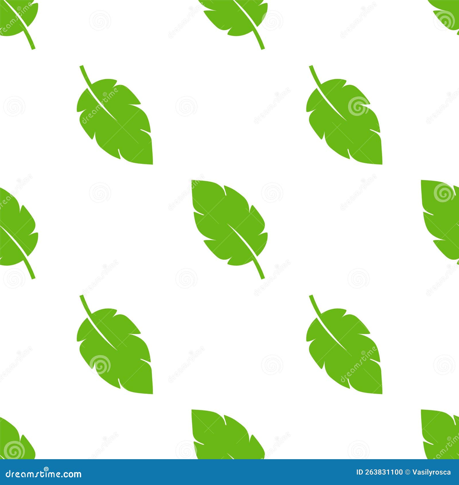 Green Leaf Pattern Vector Seamless Background Organic Flat Design ...