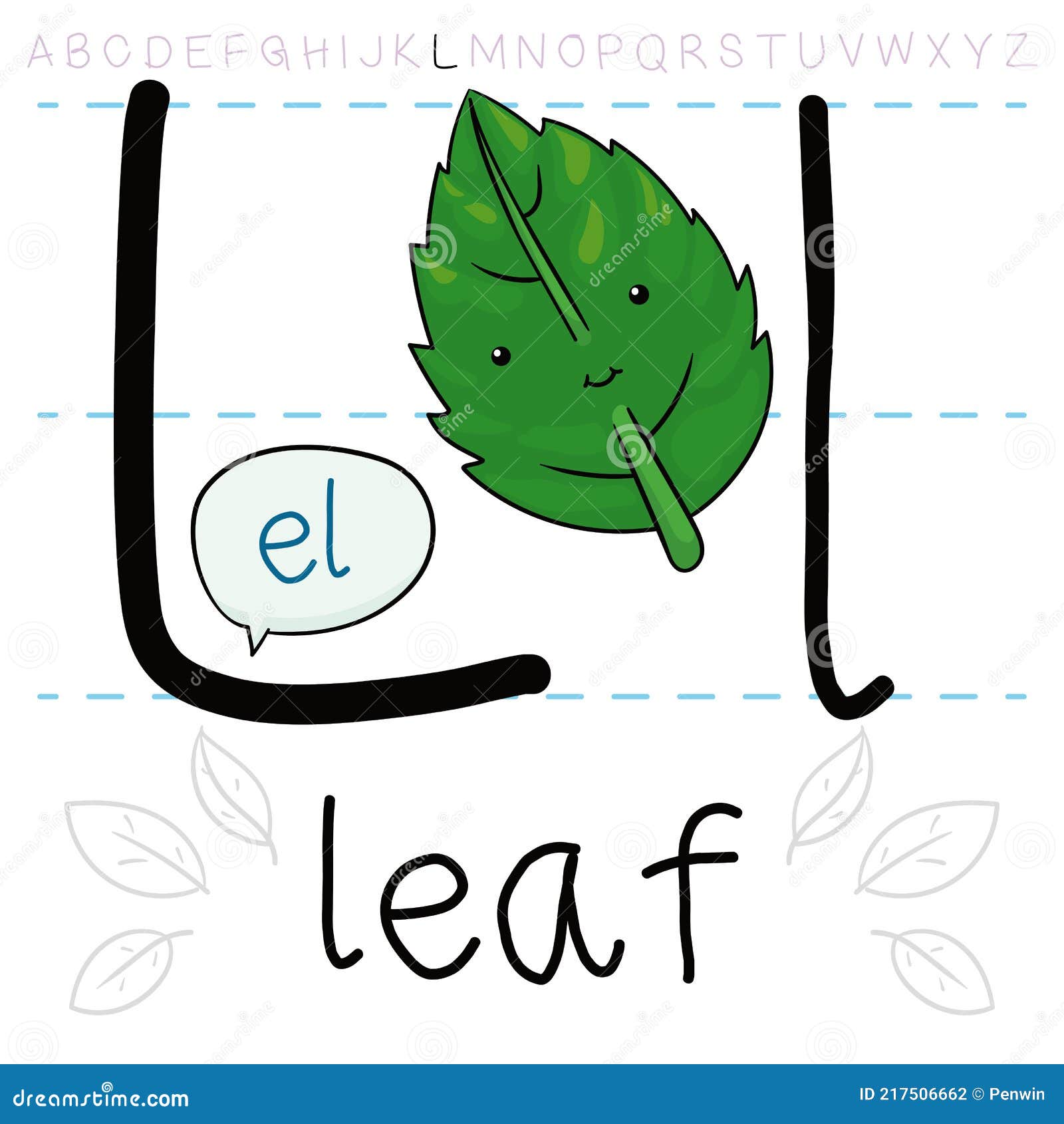 Green Leaf Ready for Its Letter L Lesson, Vector Illustration Stock ...