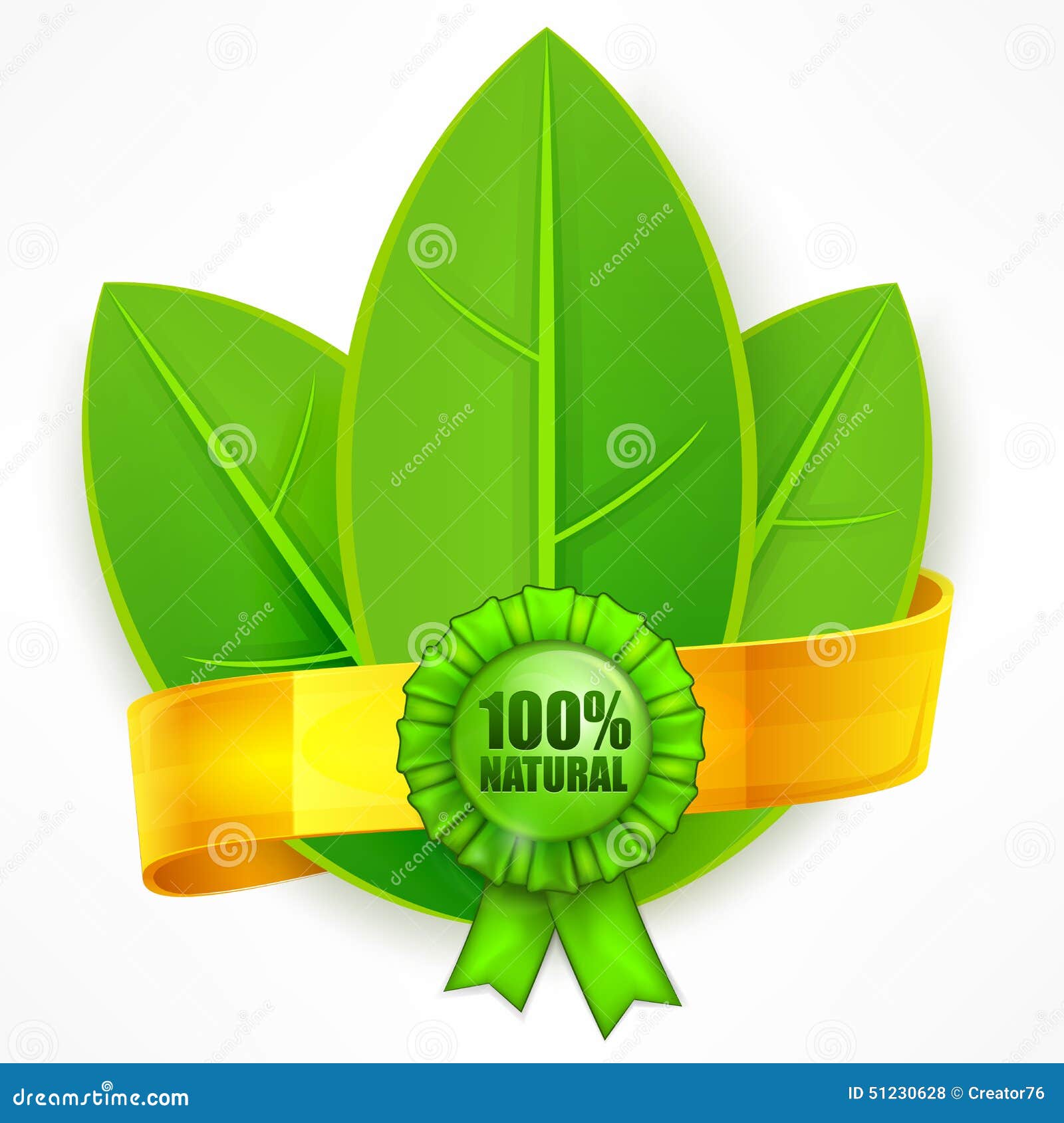 Green leaf with ribbon stock vector. Illustration of nature - 51230628