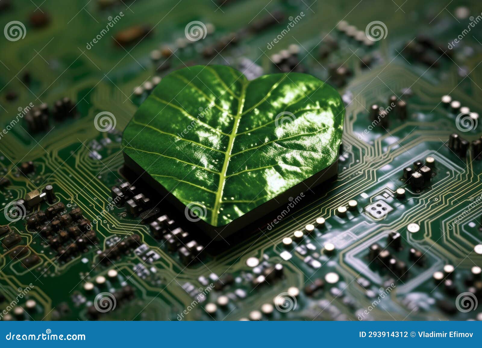 A Green Leaf Sits on an Electrical Device Board, Neo-geo, Junglecore ...