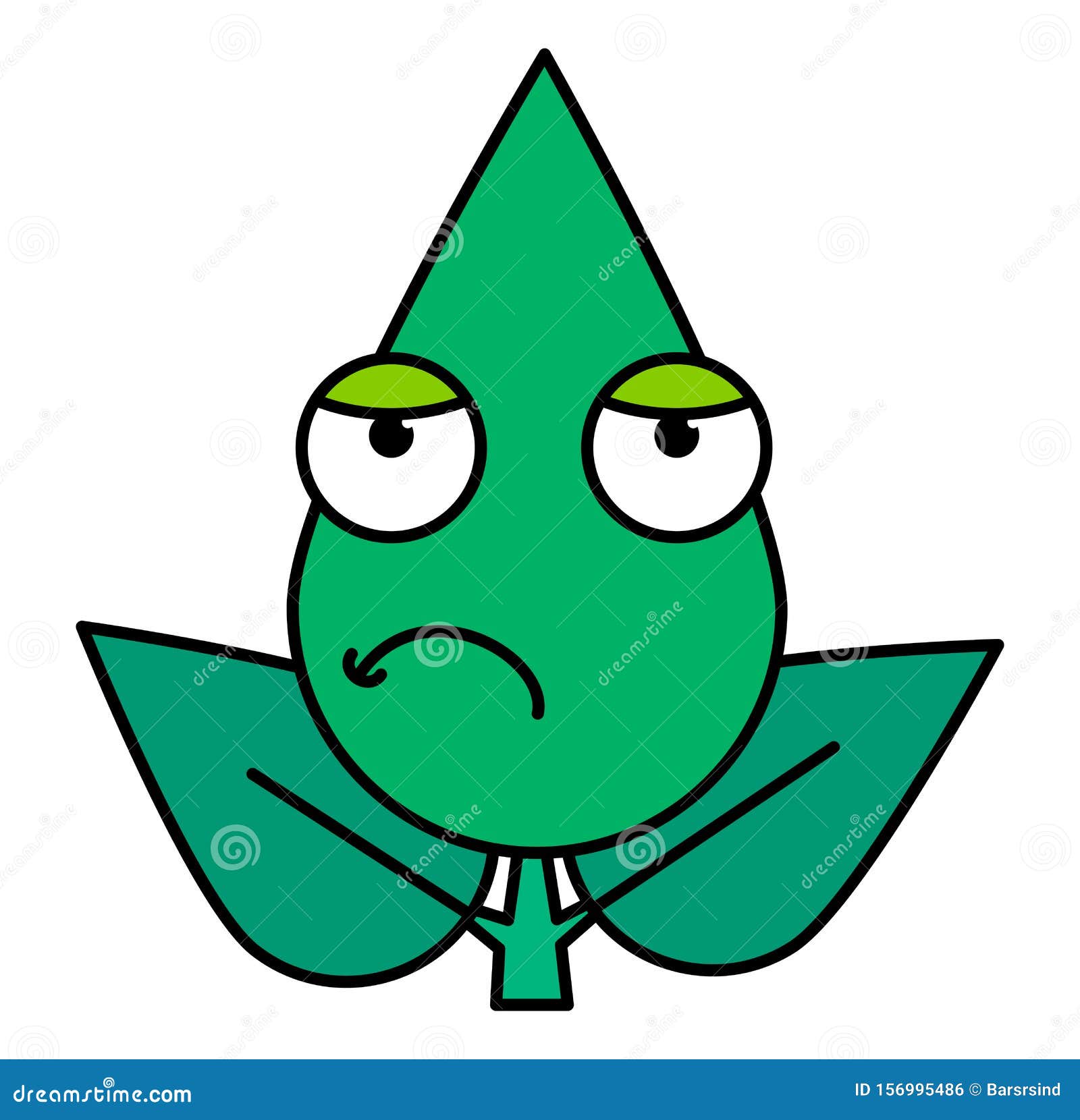 Green Leaf Skeptical Emoticon Thin Line Icon Stock Illustration ...