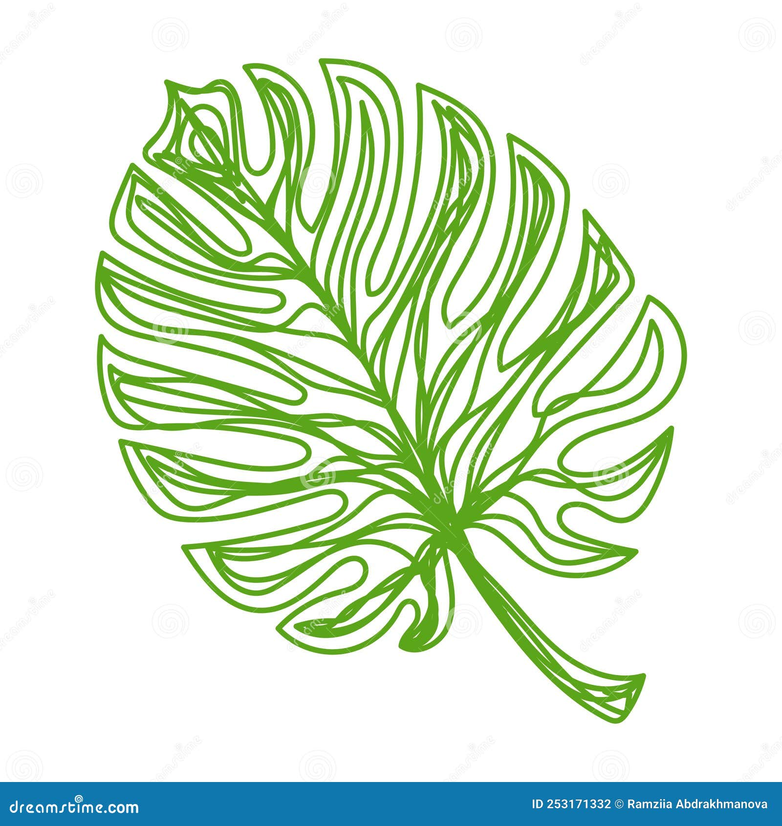 Green Leaf Sketch. Hand Drawn Vector Illustration Stock Vector ...