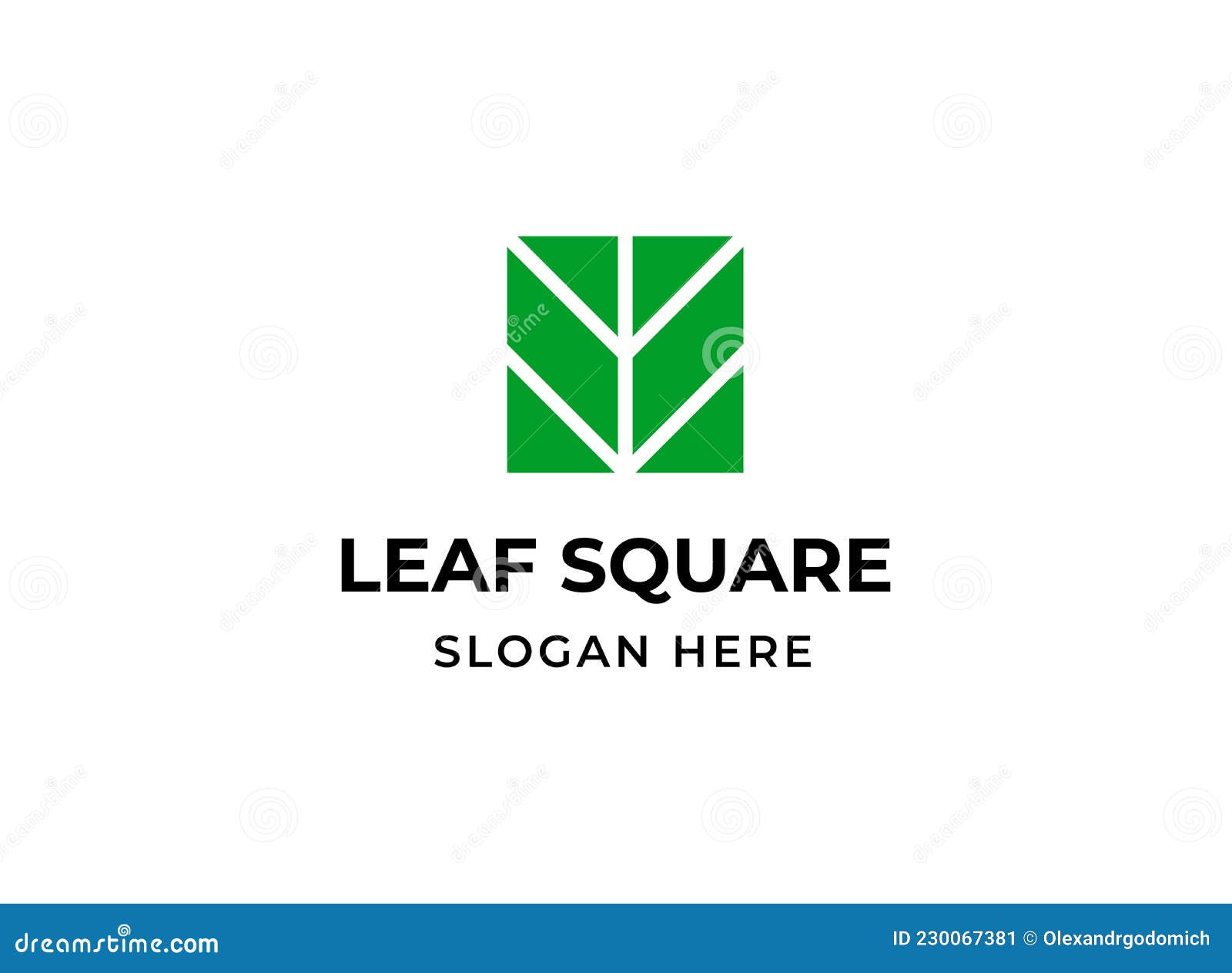 Green leaf in square logo stock vector. Illustration of icon - 230067381