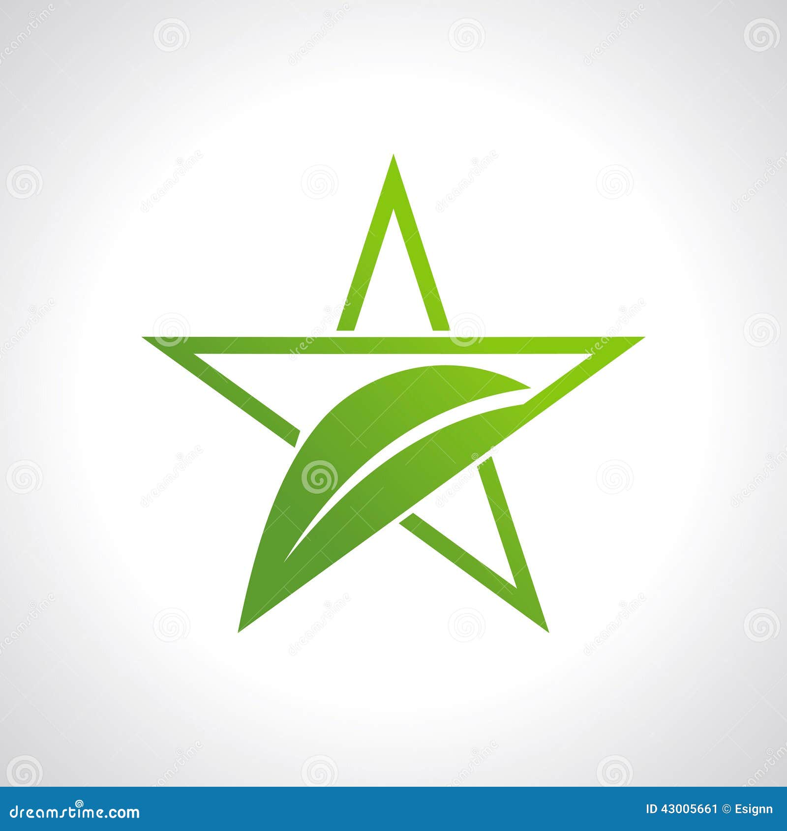 Green leaf with star icon stock vector. Illustration of icon - 43005661