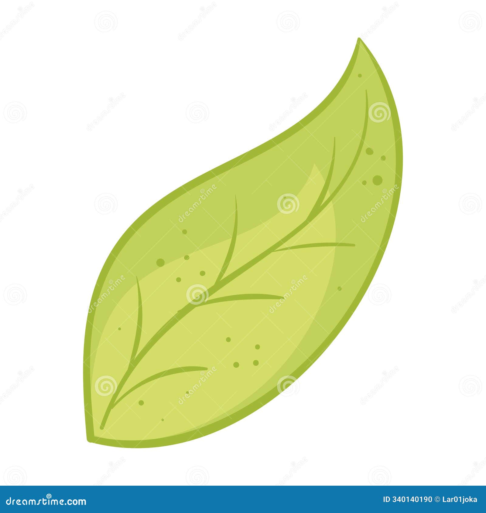 Green Leaf with Subtle Texture on White Background, Vector Illustration ...